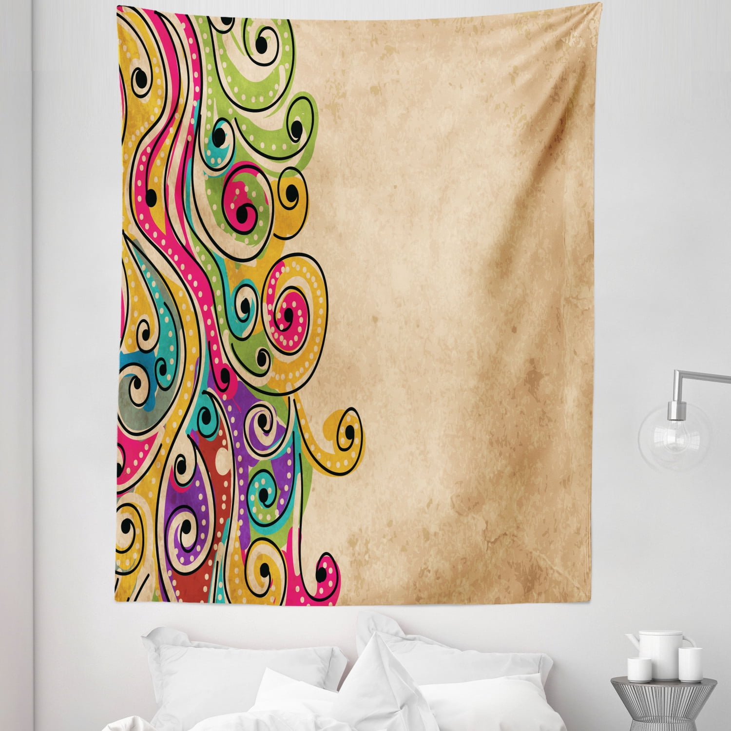 Tribal Tapestry, Traditional Folk Art Pattern with Hand Drawn Spiral ...