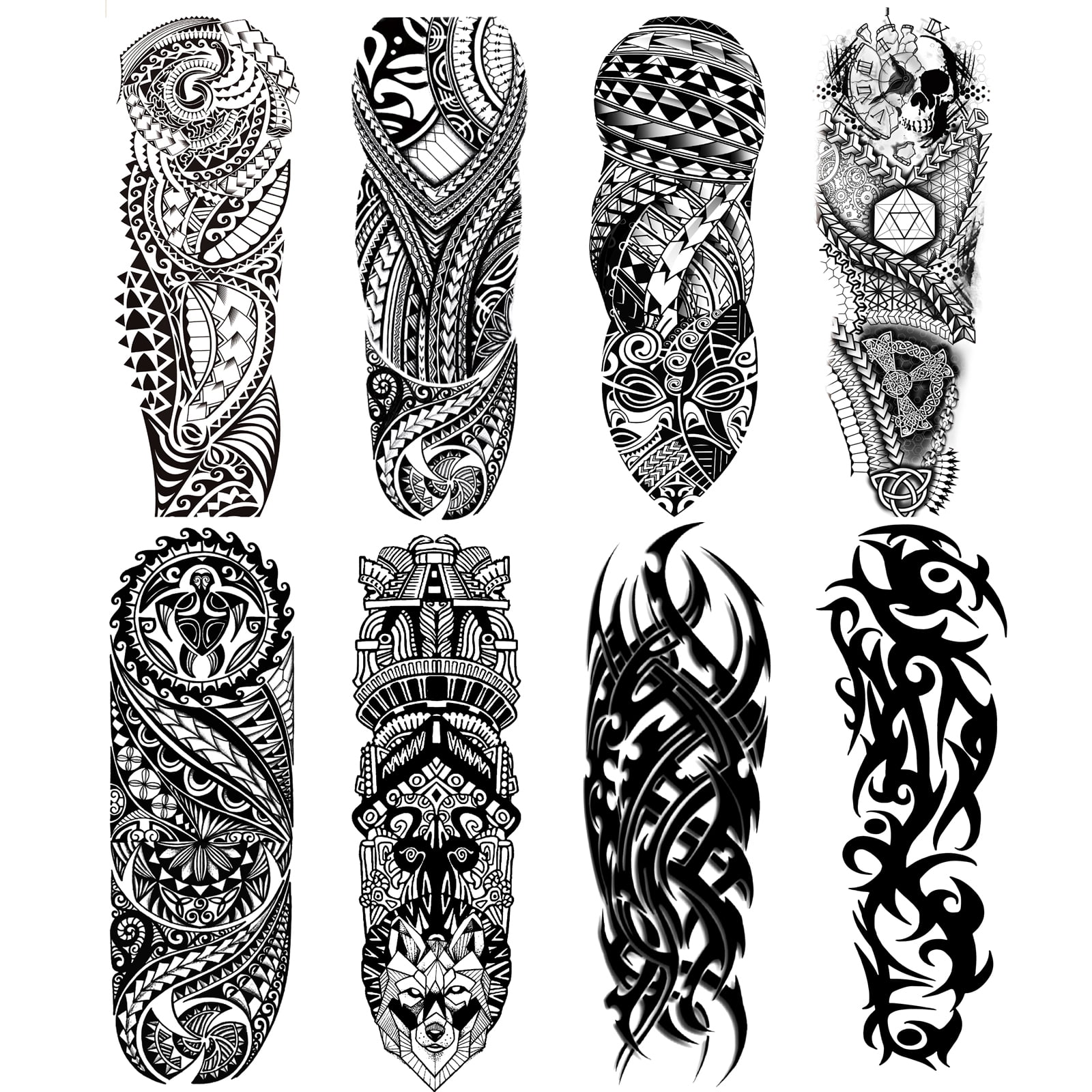 Tribal Tattoos Sleeve, 8-Sheet Fake Totem Temorary Tatto Stickers for ...