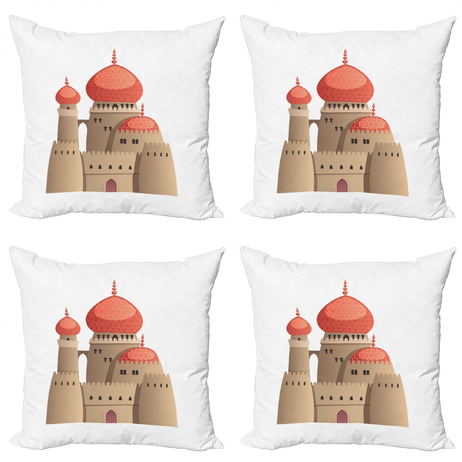 Tribal Throw Pillow Cushion Case Pack of 4, Castle Cartoon Style Fairy ...