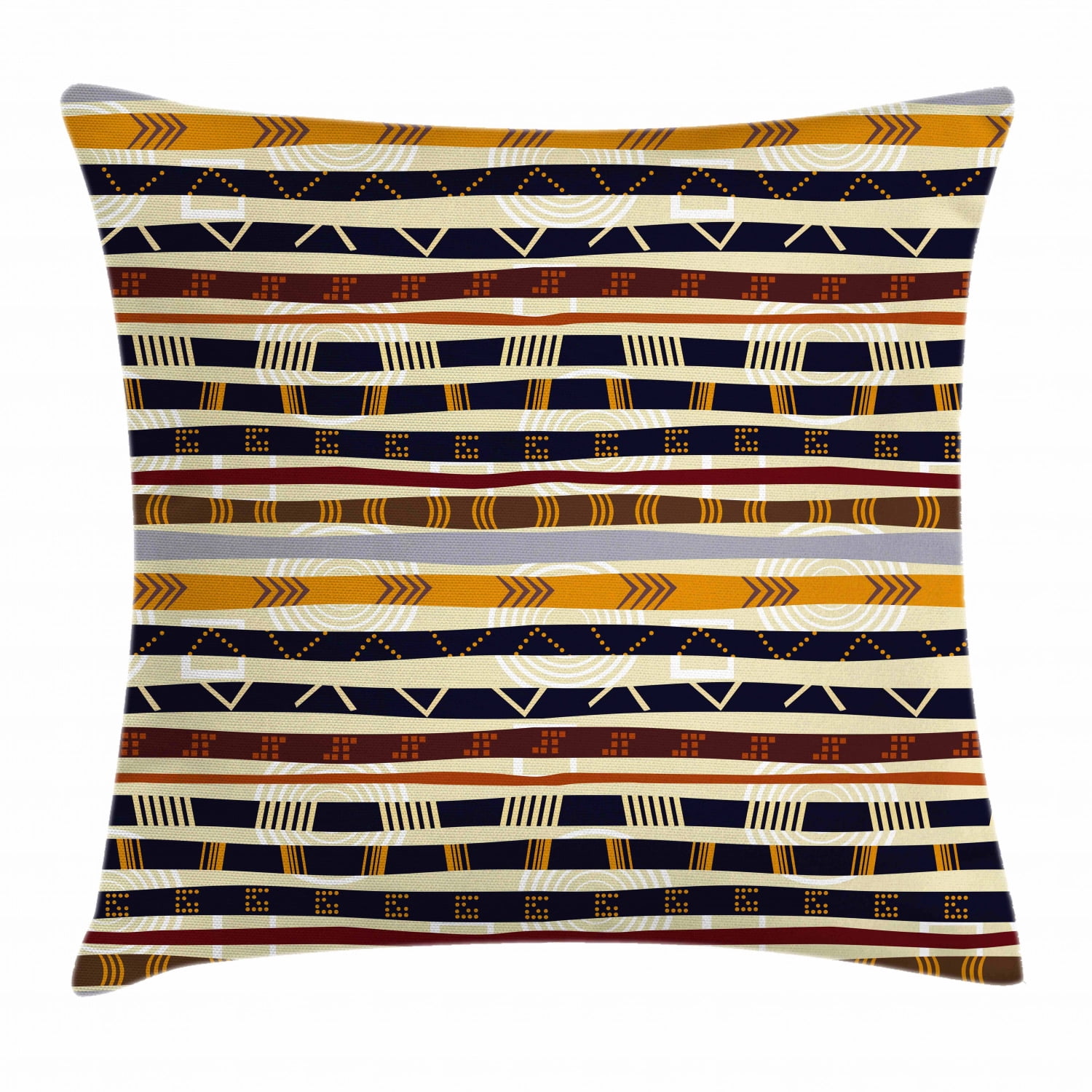 Tribal Throw Pillow Cushion Cover, Ethnic African with Trippy Geometric ...
