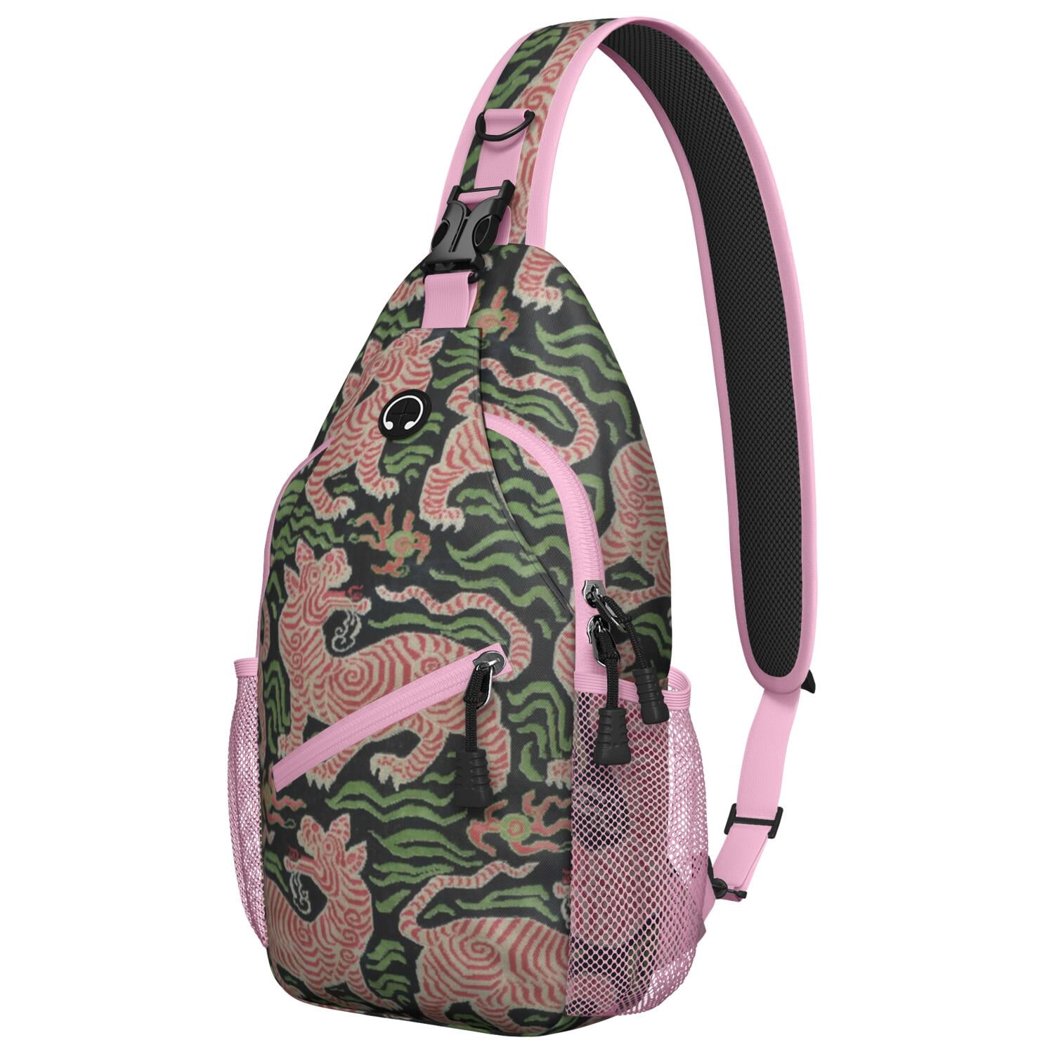 Tribal Tiger Face Sling Backpack, Artistic Bengal Tiger and Jungle ...