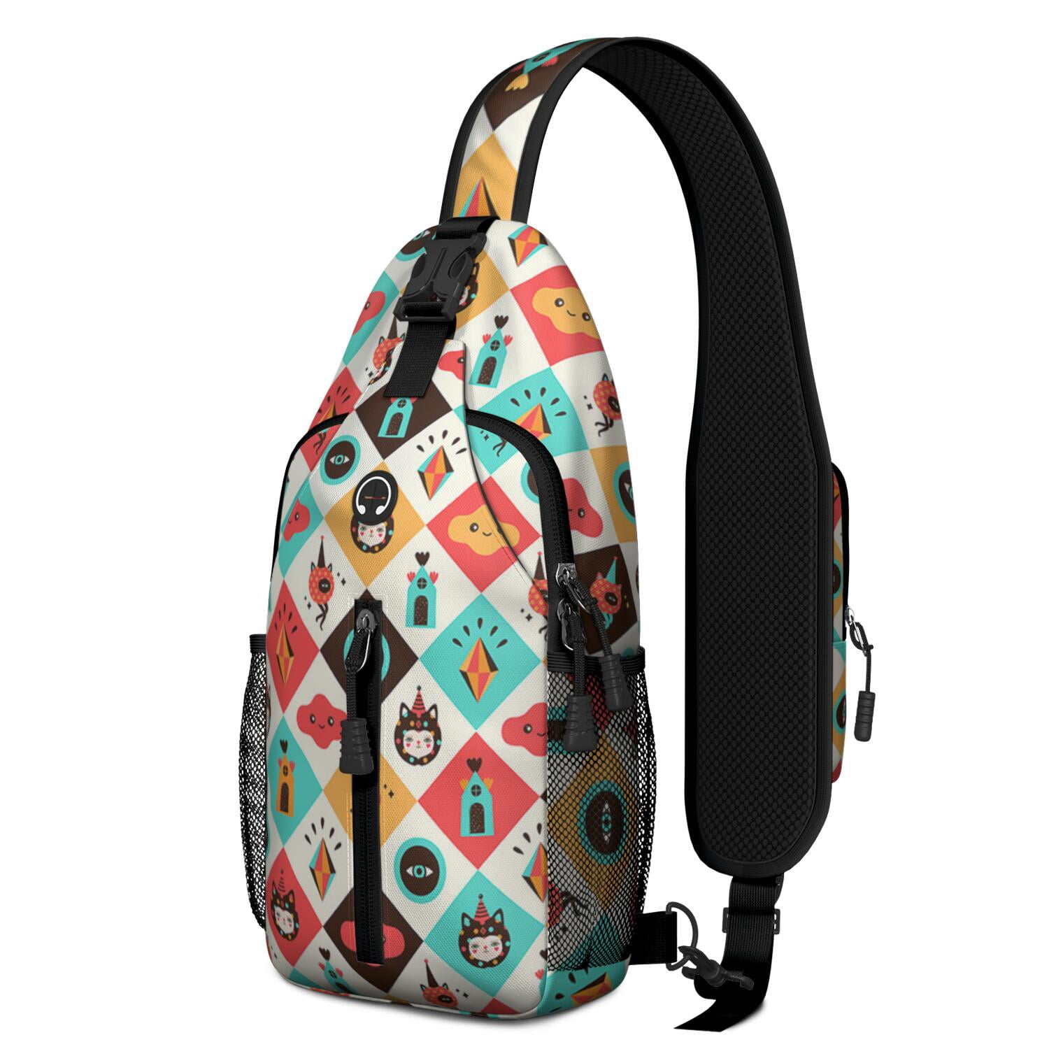 Tribal Tiger Stripes Sling Backpack – Watercolor Jungle Art, Compact ...