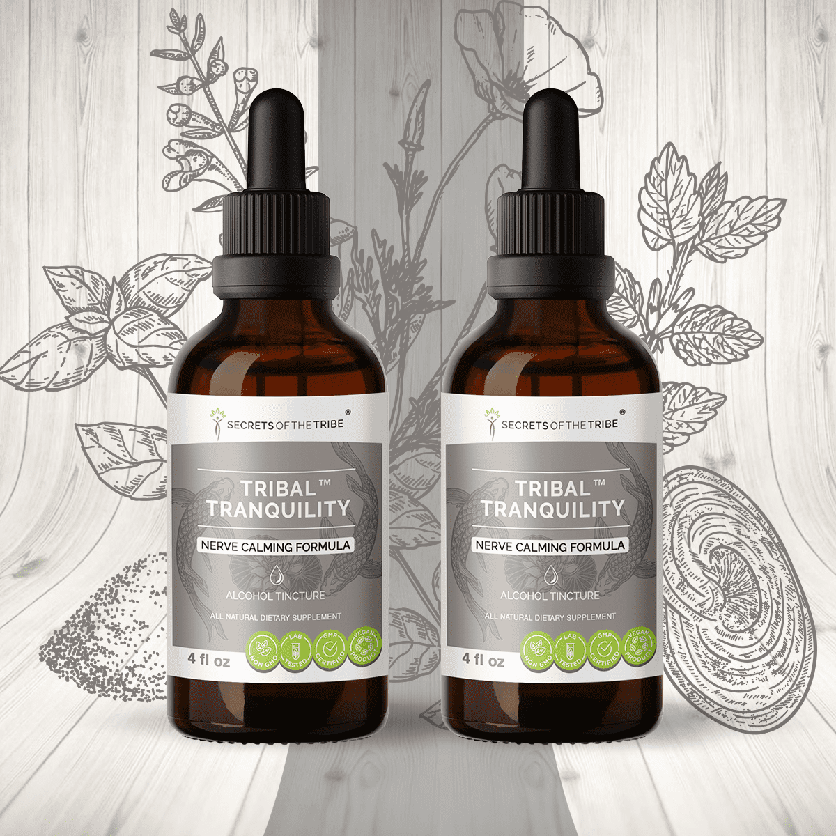 Tribal Tranquility Alcohol Extract, Tincture, Skullcap, Lemon Balm ...