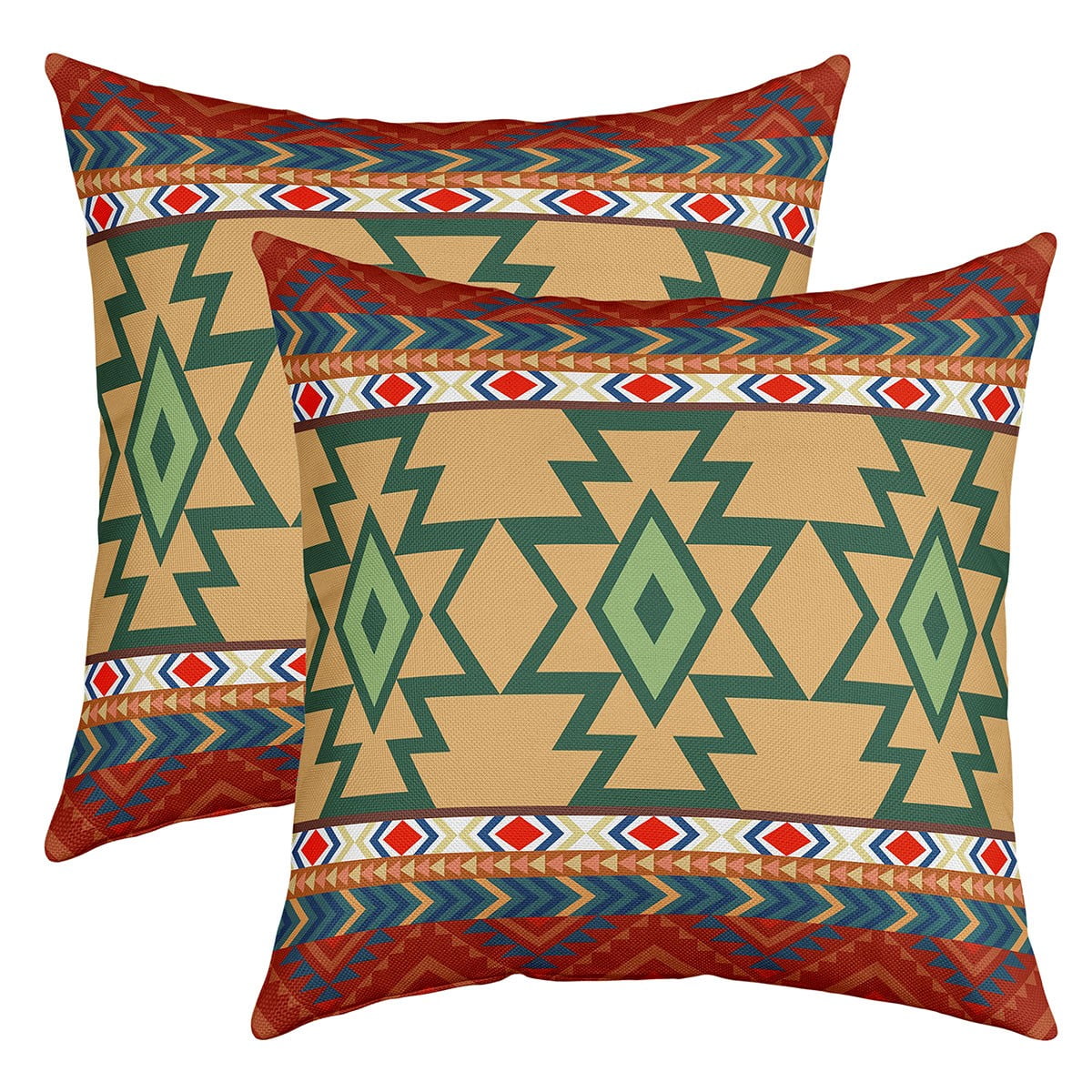 Tribal Western Decorative Pillow Covers 18x18 Inch Set of 2 Ethnic ...