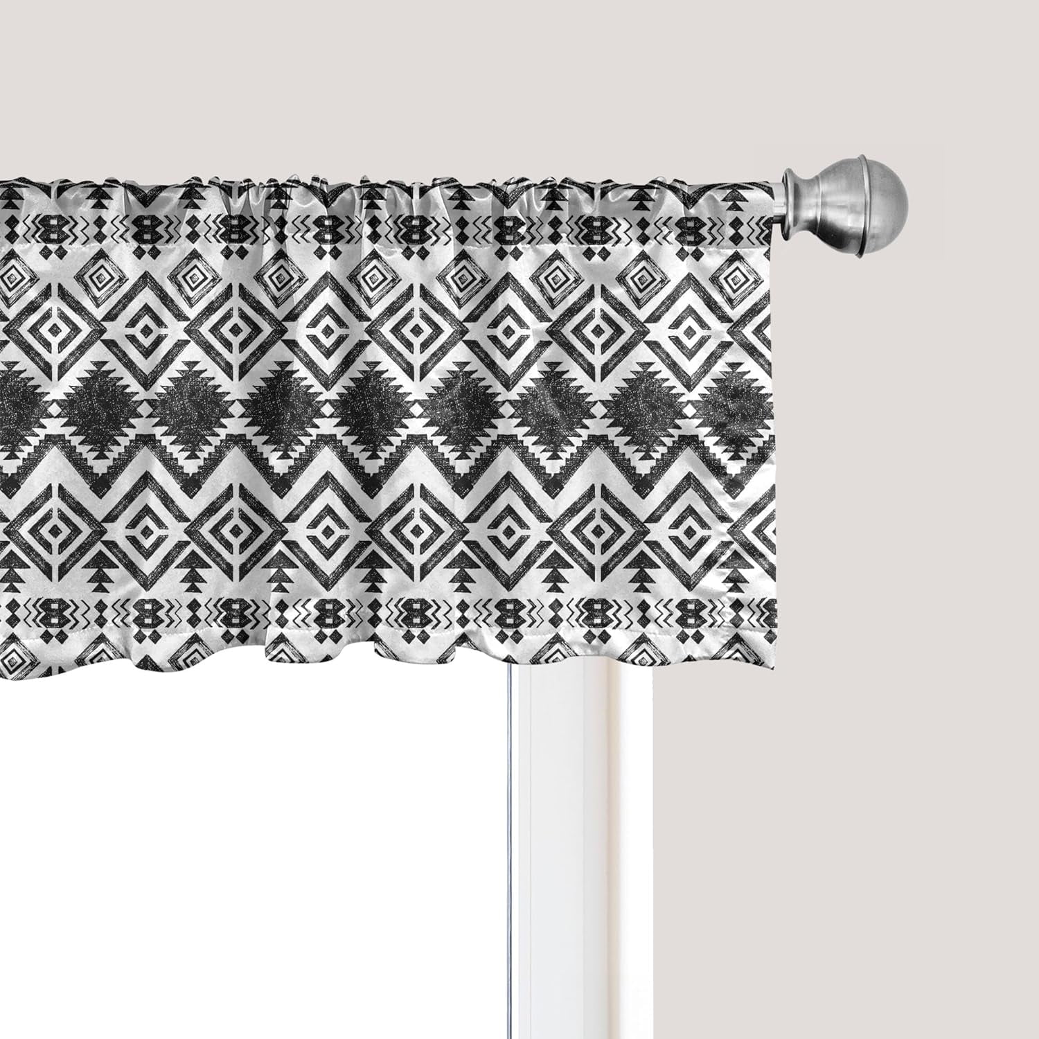 Tribal Window Valance, Black and White Hand-Drawn Tribal Sketched ...