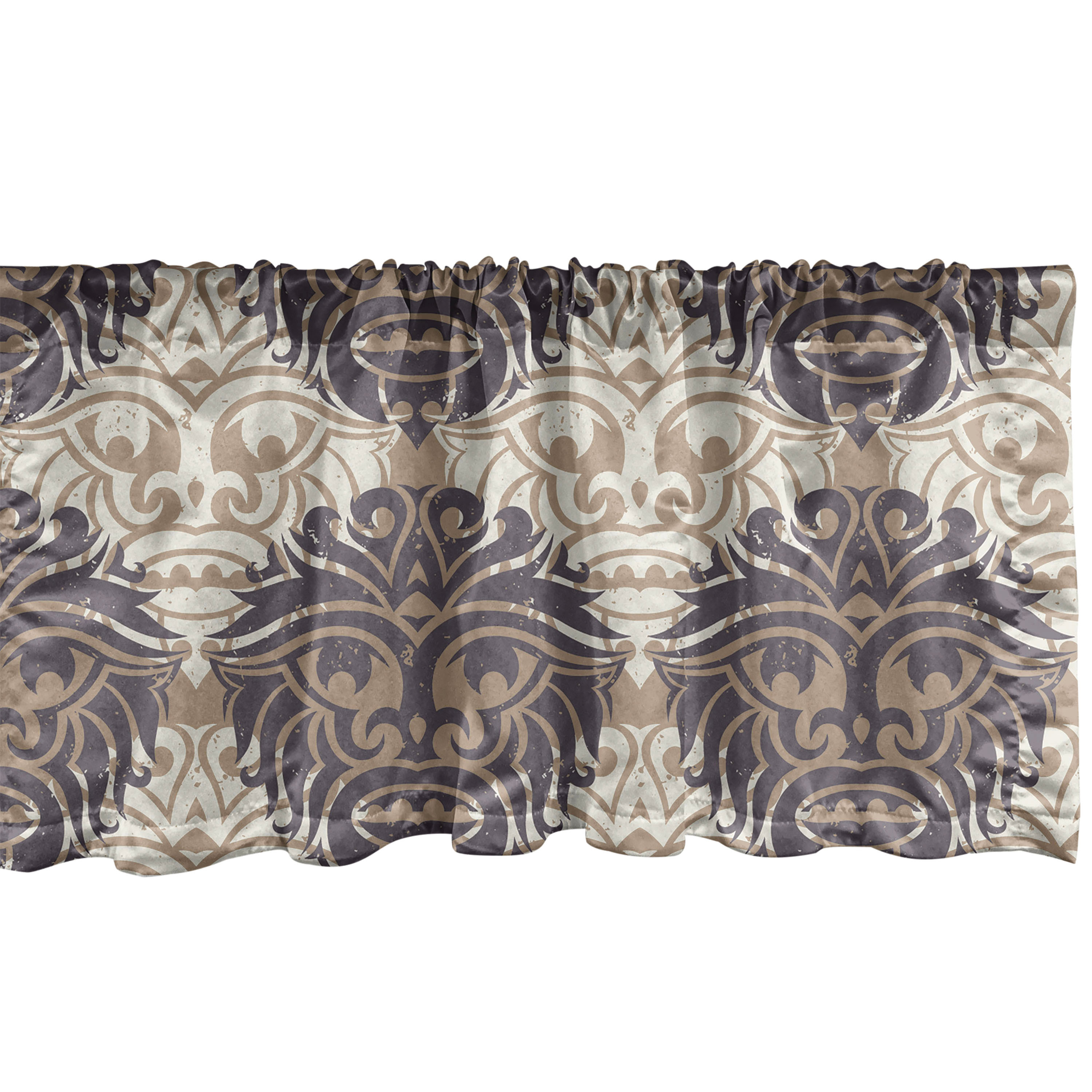 Tribal Window Valance, Bohemian Earthy Colors Ethnic Swirly Pattern ...