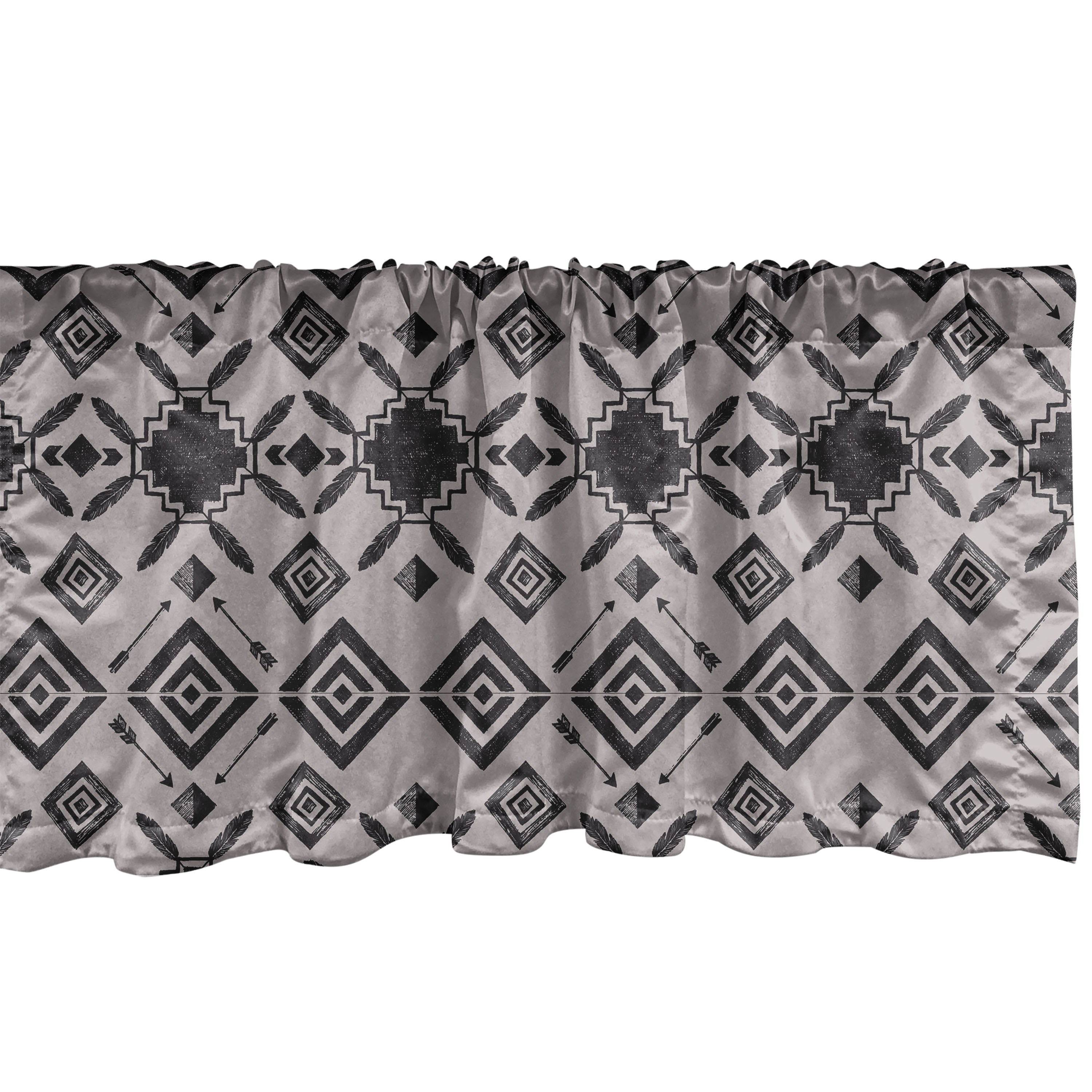 Tribal Window Valance, Ethnic Feathers and Geometric Symbols Sketchy ...