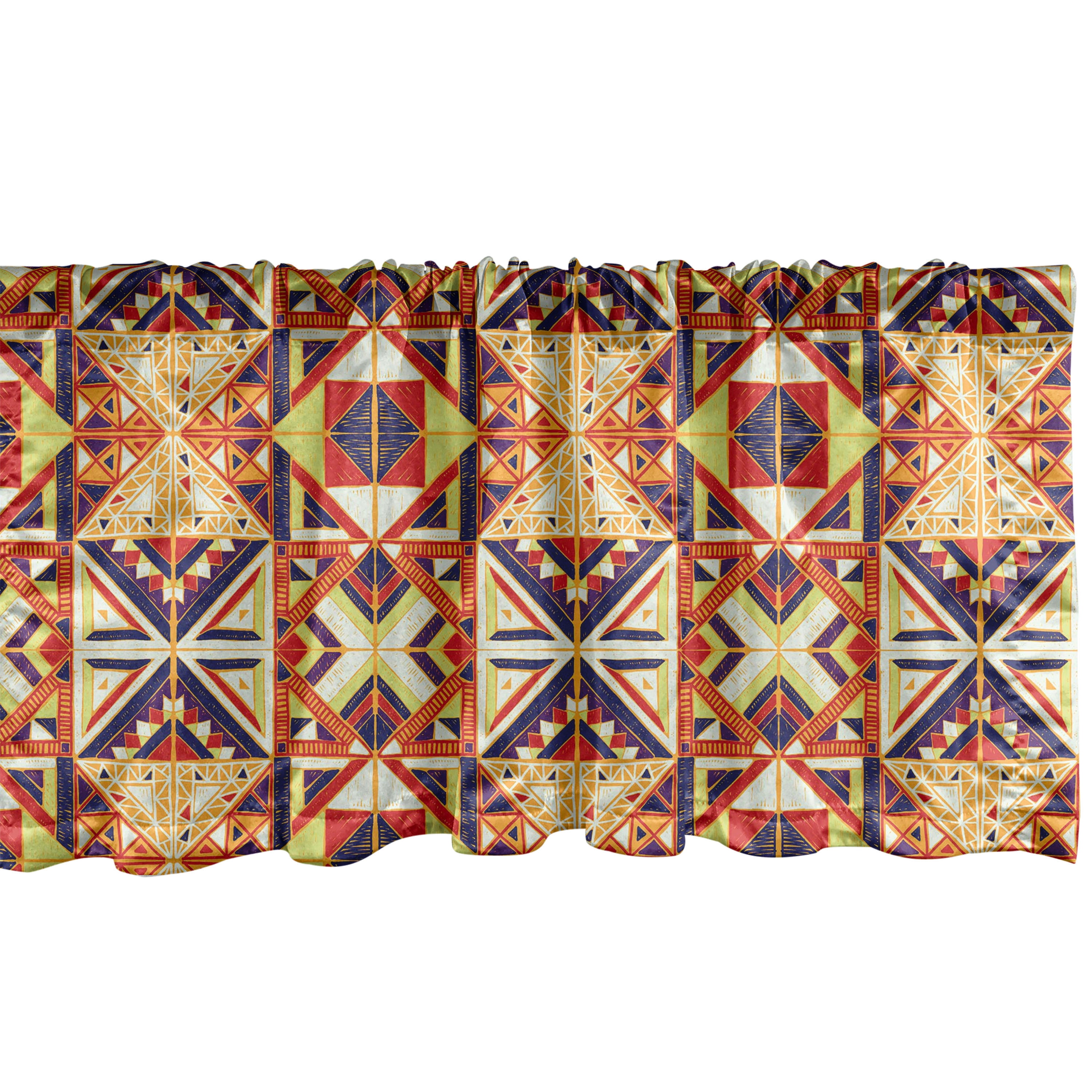 Tribal Window Valance, Mosaic Look Squares Ethnic Sketch Motive with ...