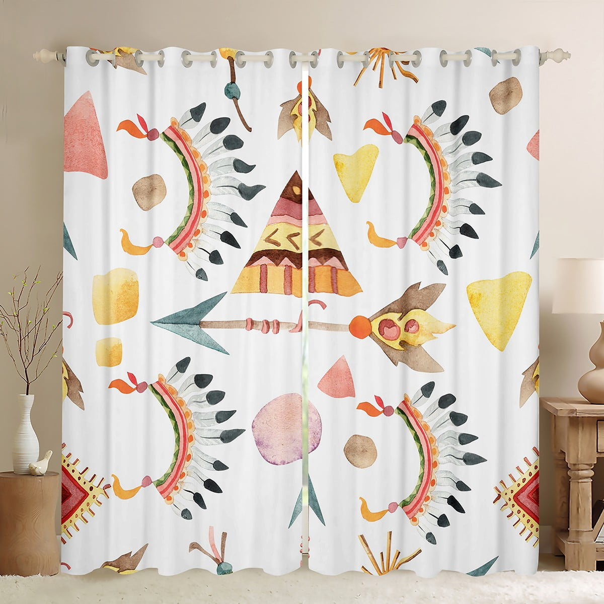 Tribe Arrow Aztec Blackout Curtains 2 Panels 52"Wx63"L Exotic Curtains ...
