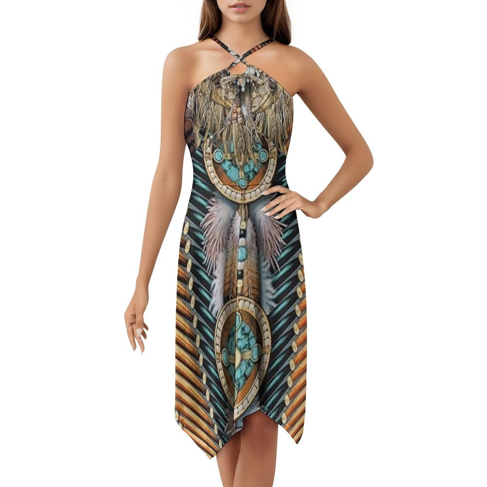 Tribe Elements Print Dress Elegant Party Dresses Evening Dresses Women ...