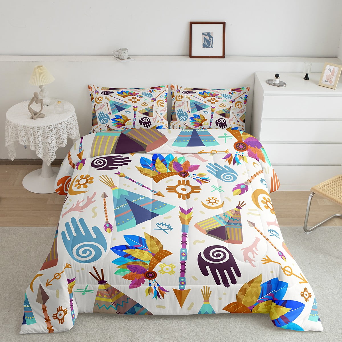 Tribe Tent Bedding Set African Tribal Feather Quilt,Ethnic Arrow ...