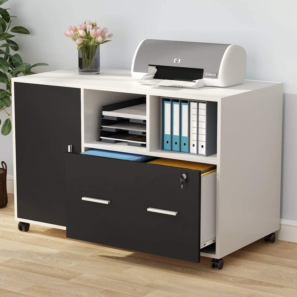 TribeSigns 2-Drawer Vintage Lockable Metal Filing Cabinet, White ...
