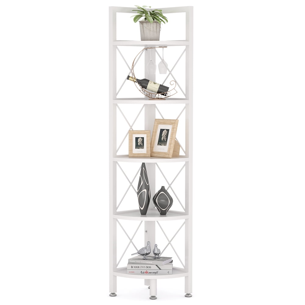 TribeSigns 5 Tier Rustic Corner Bookshelf Small Bookcase Storage Rack ...