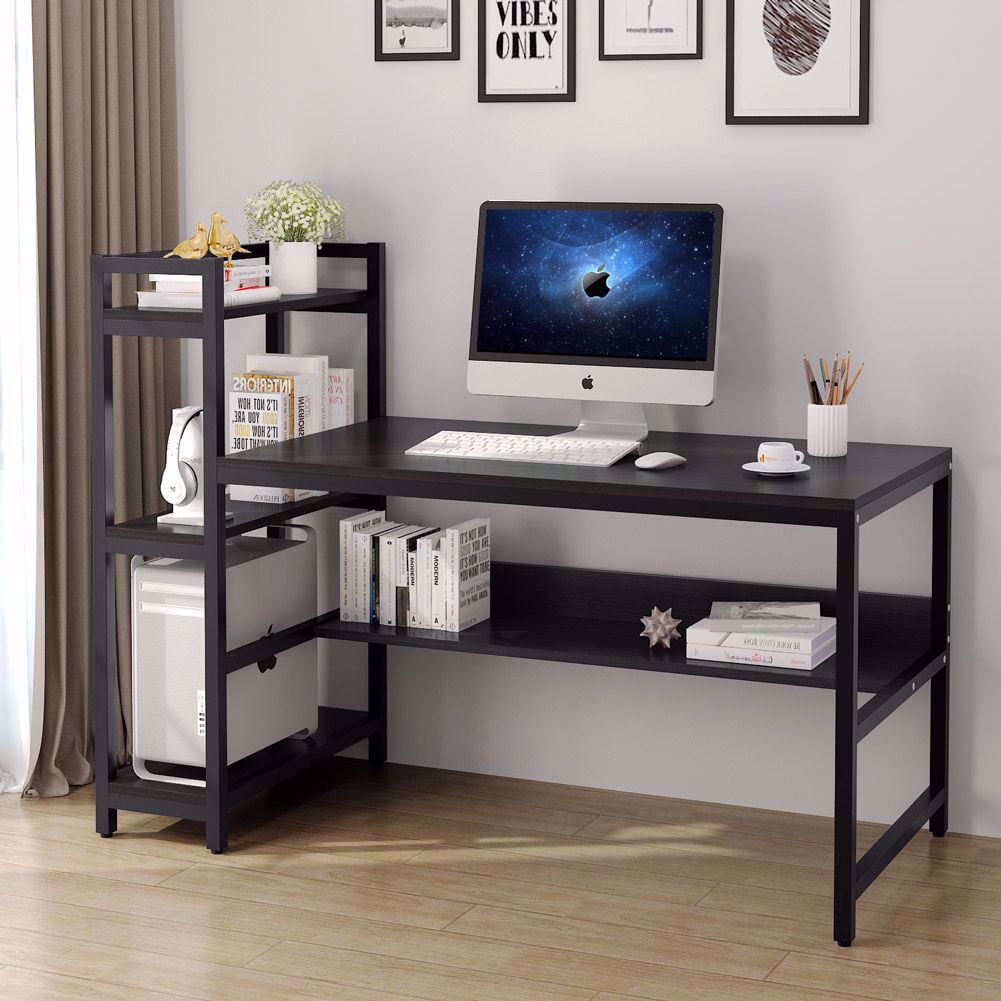 TribeSigns 60 inch Computer Desk with 4-Tier Shelves, Modern Large ...