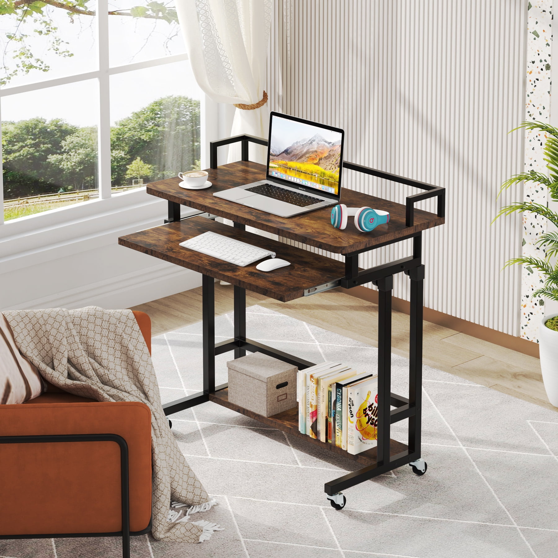 Tribesigns Portable Rolling Desk, Adjustable Height, Movable ...
