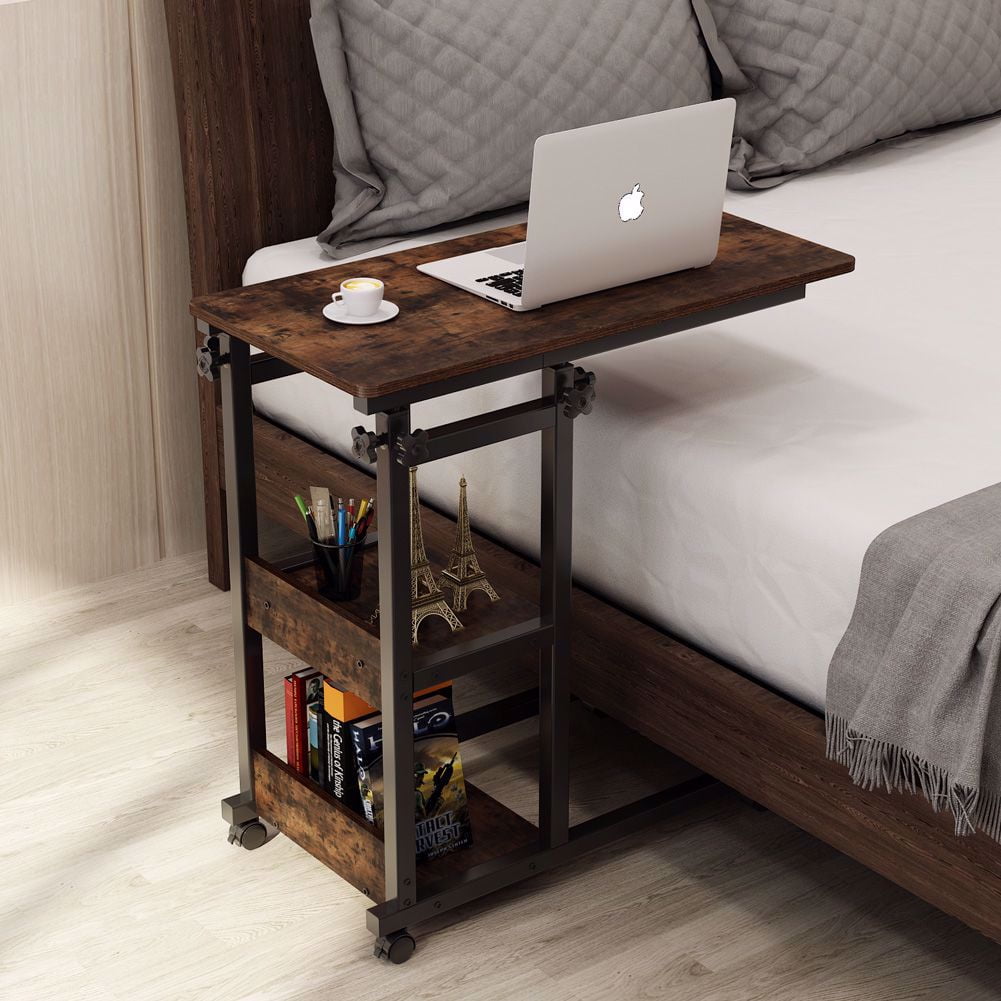 TribeSigns Adjustable Snack Side Table, Mobile Laptop Cart, Bedside ...