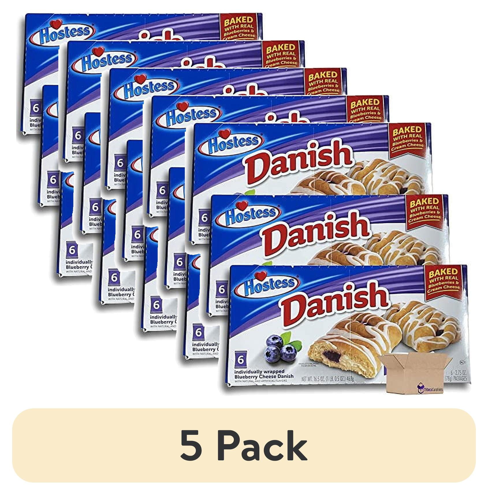 (5 pack) Hostess Blueberry Danish Value Pack | Individually Wrapped | 6 ...