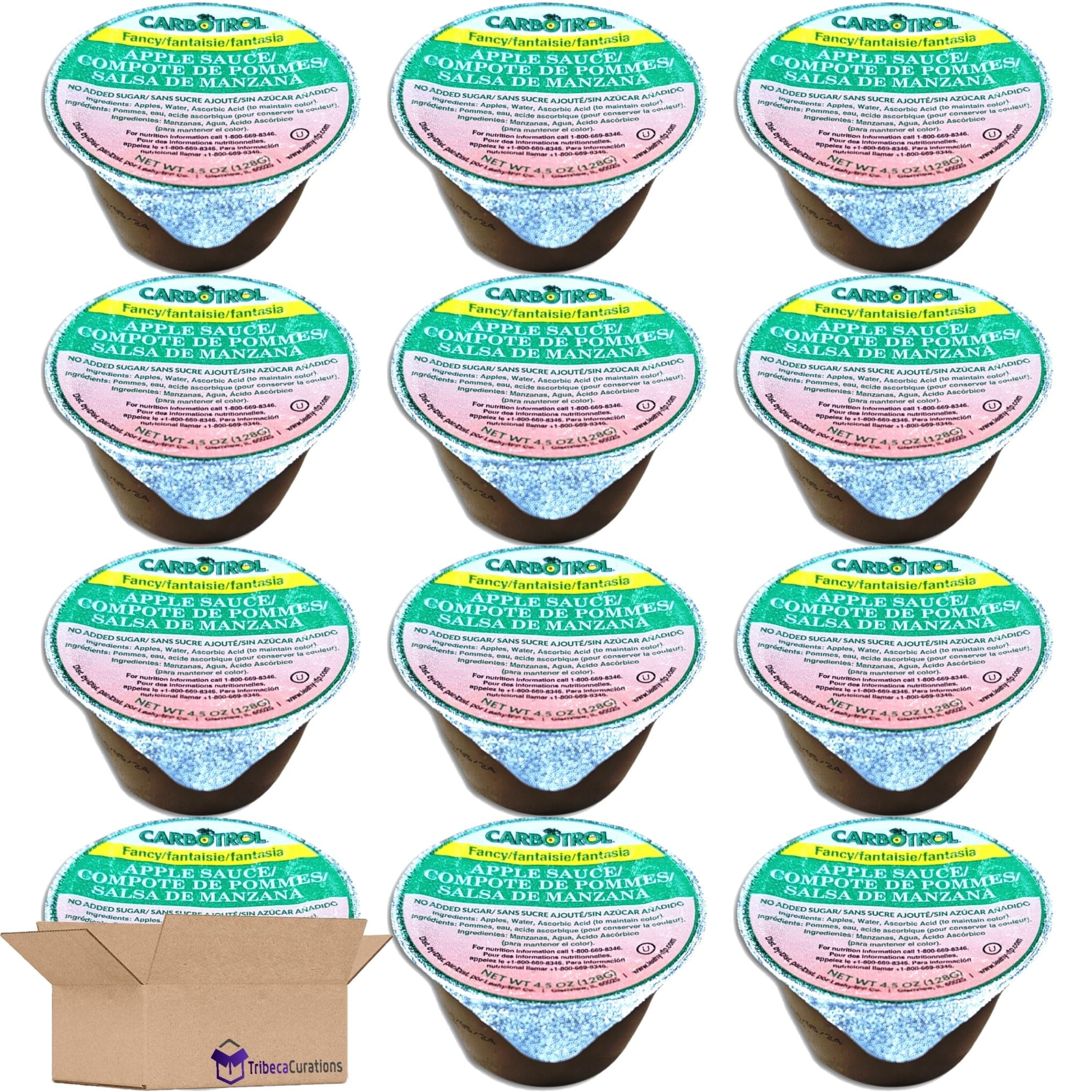 Carbotrol No Sugar Added Fancy Apple Sauce Value Pack | 4.5 Ounce Cup ...