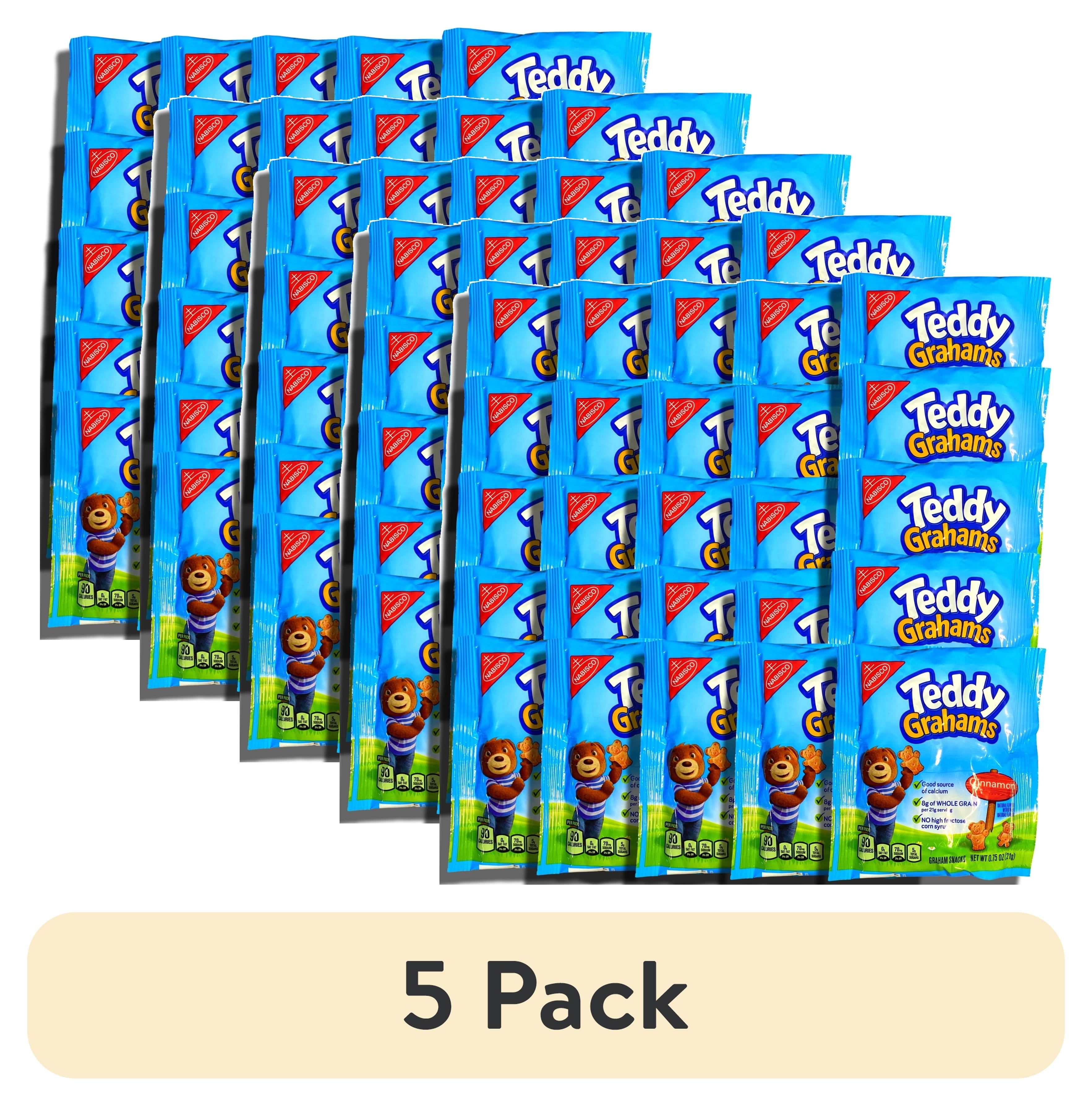 (5 pack) Cinnamon Teddy Bear Graham Crackers Snack Packs | .75 Oz | 25 ...