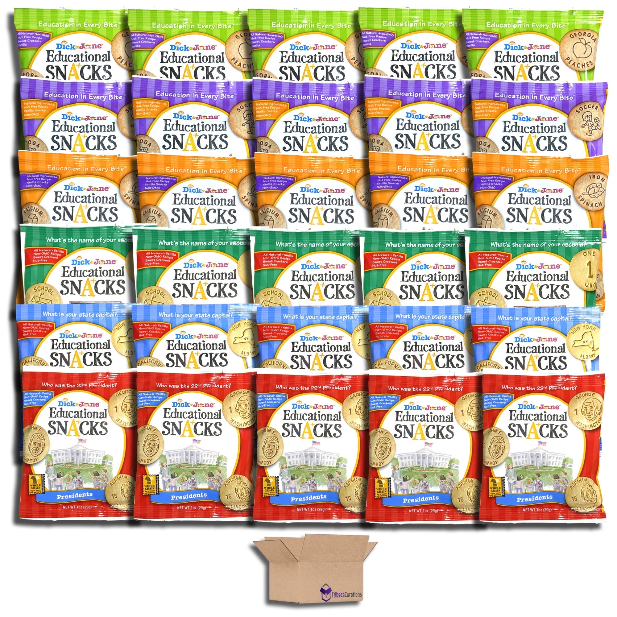 Dick & Jane Educational Snack Crackers | 1oz Variety Pack | 6 Unique ...