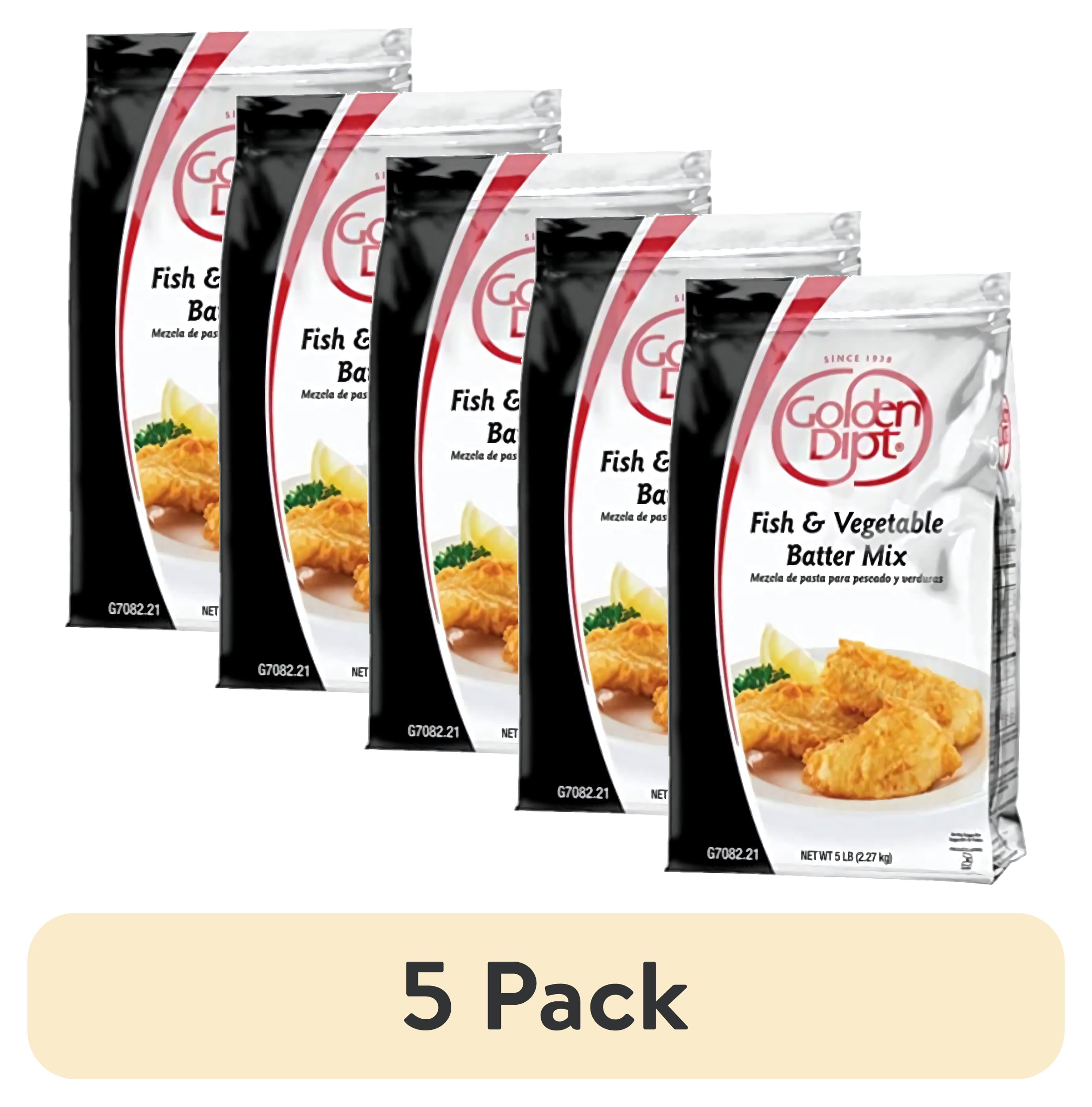 (5 pack) Fish & Vegetable Batter Mix by Golden Dipt | 5 Pound Bag Value ...