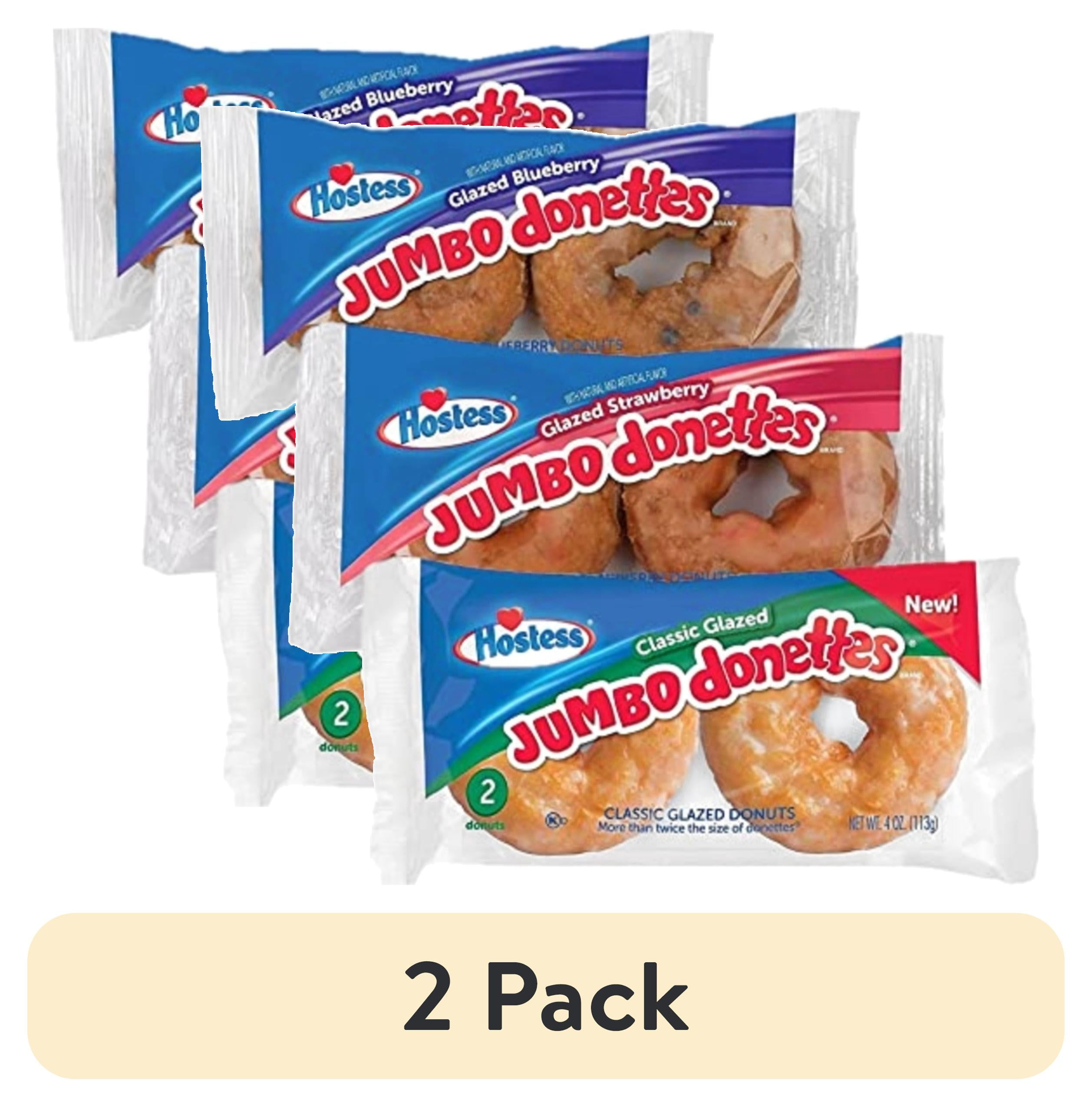 (2 pack) Hostess Jumbo Donette Variety Pack| Glazed, Blueberry ...
