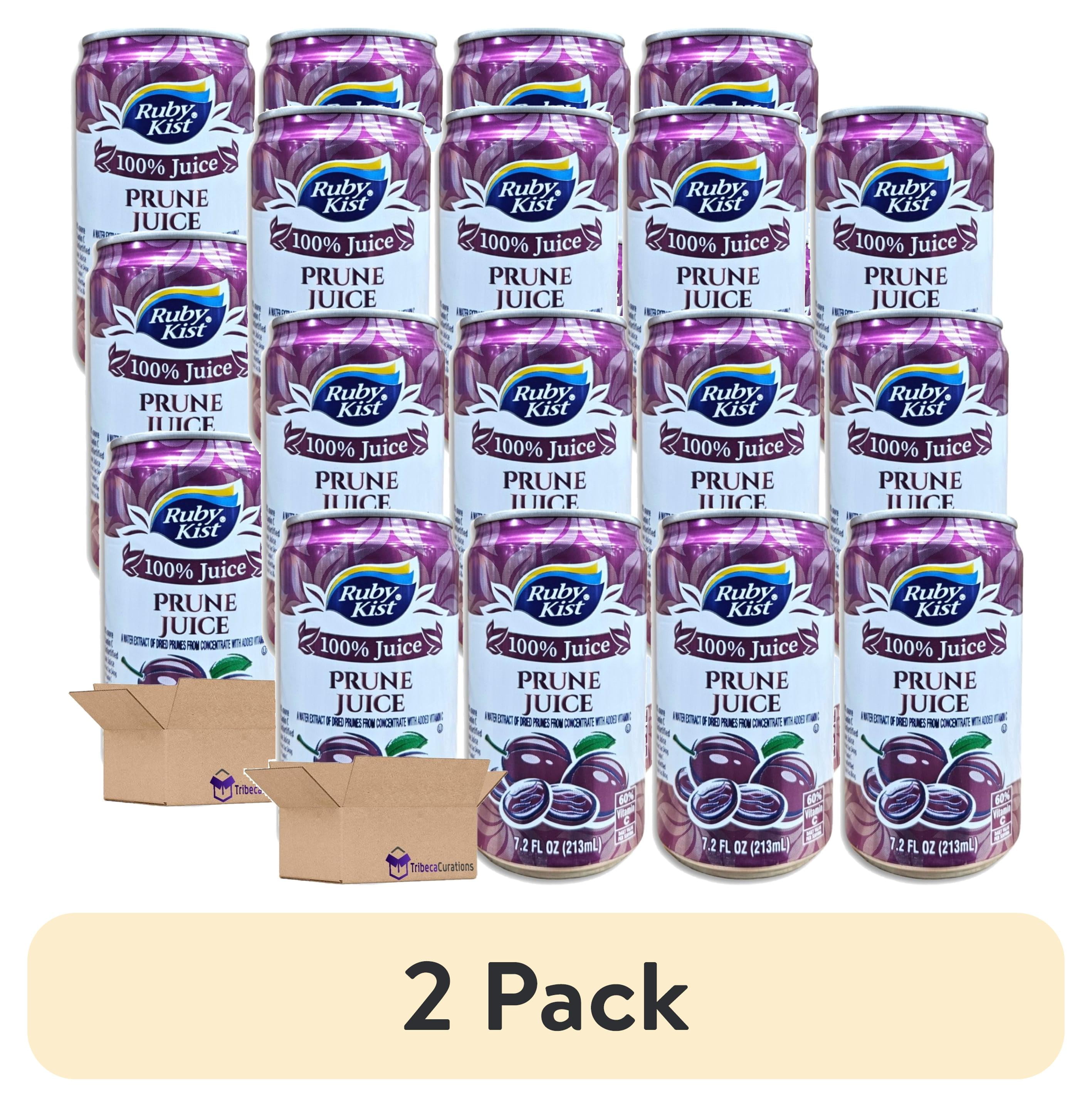 (2 pack) Ruby Kist 100% Prune Juice Value Pack | 7.2 Fl Oz Can | Pack of 12 - Walmart.com