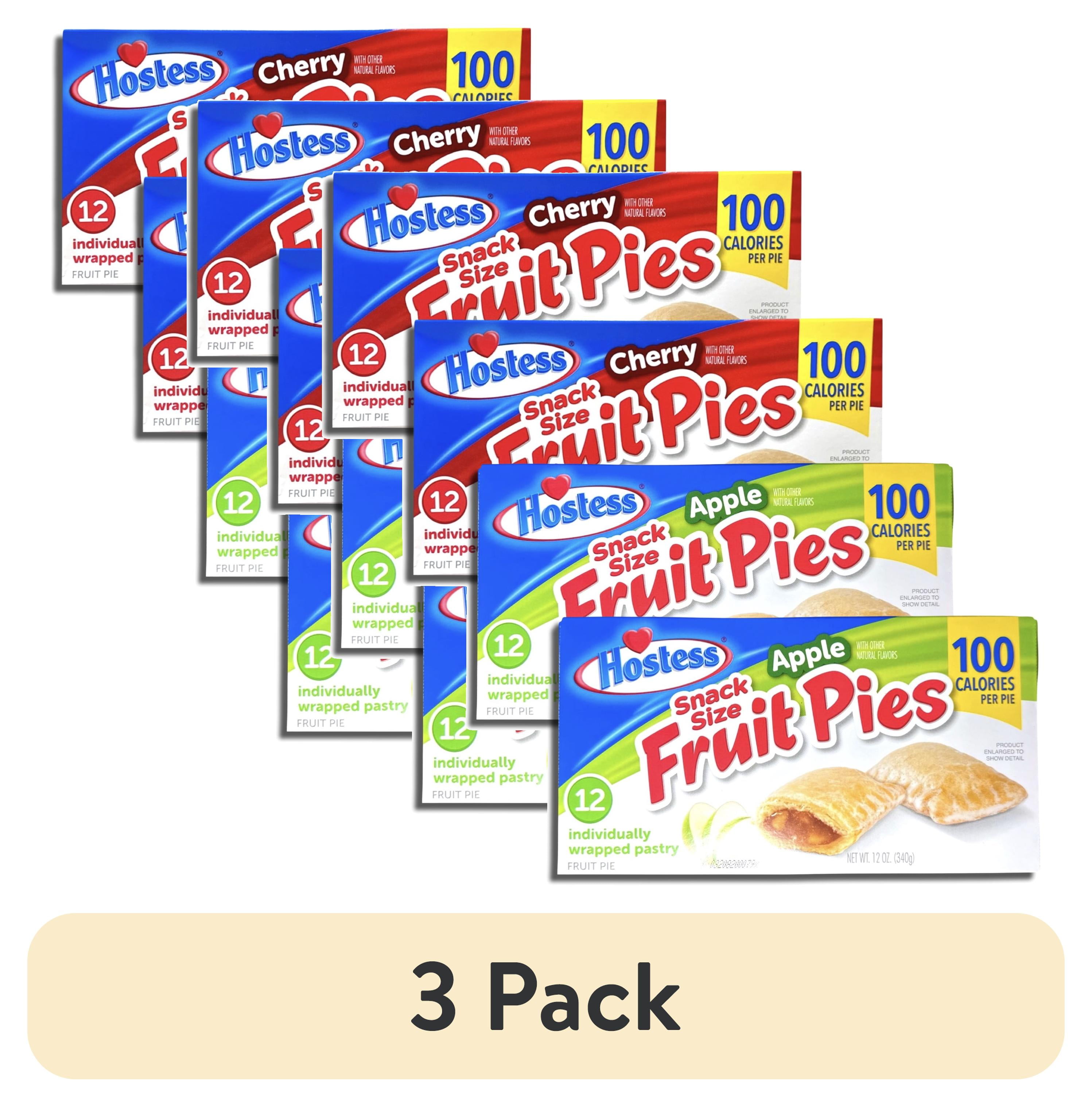 (3 pack) Hostess Snack Size 100 Calorie Mini Fruit Pies | 12 Count Box ...