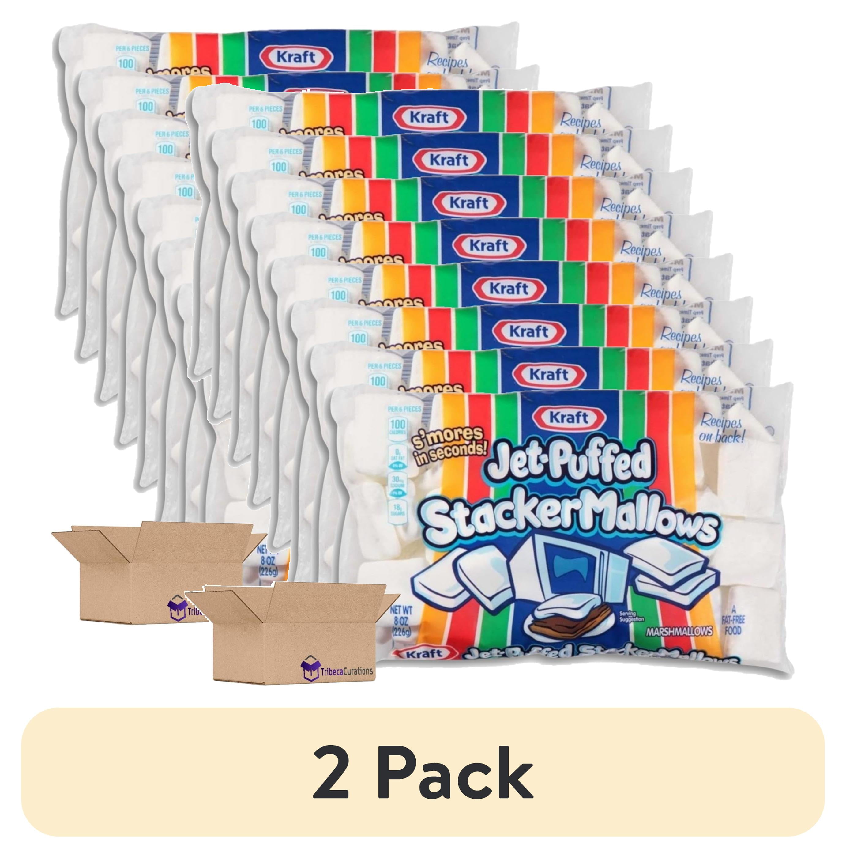 (2 pack) StackerMallows Marshmallows for S'mores Value Pack 8 Oz | 8 ...