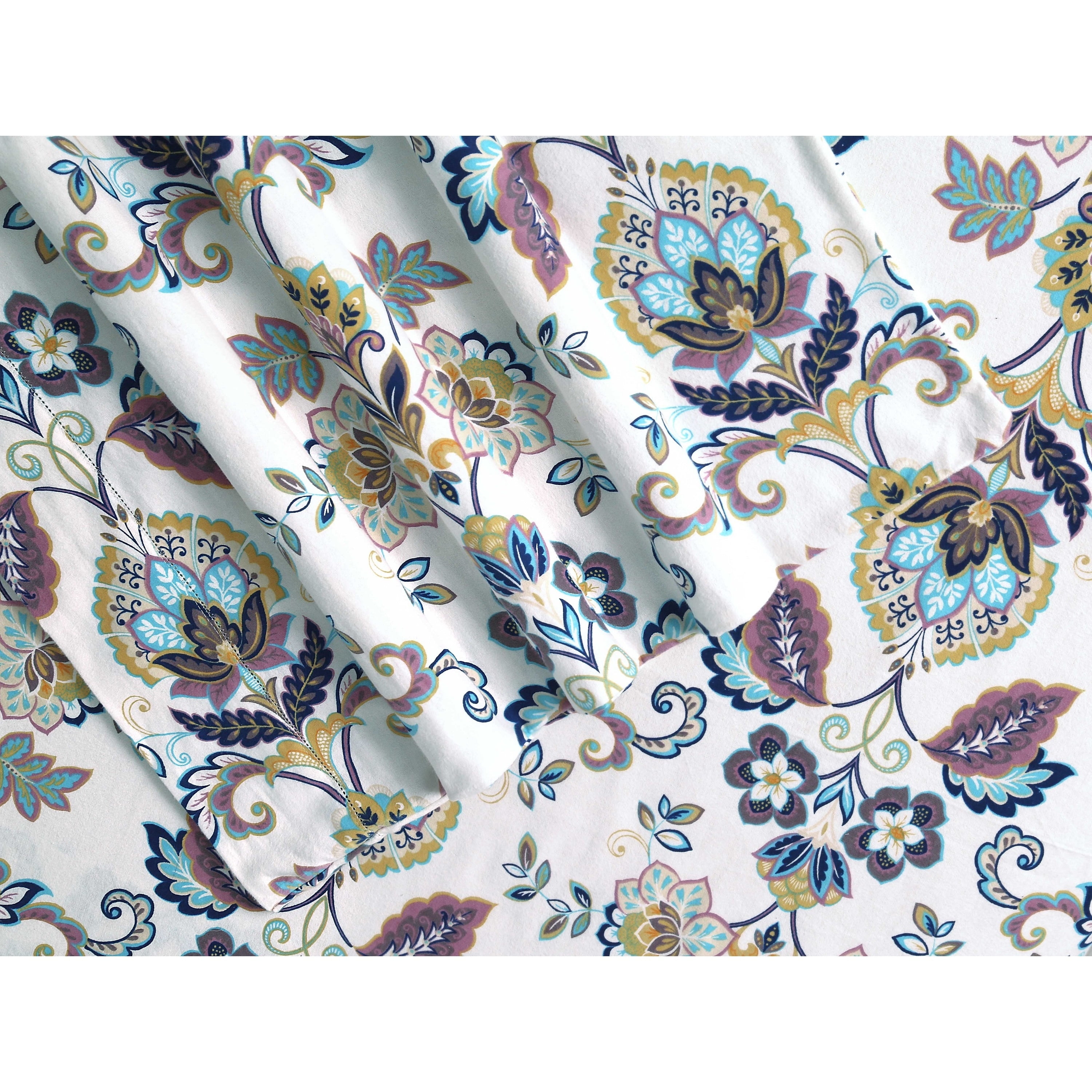 Tribeca Living Hemstitched Abstract Paisley Printed Deep Pocket Flannel ...