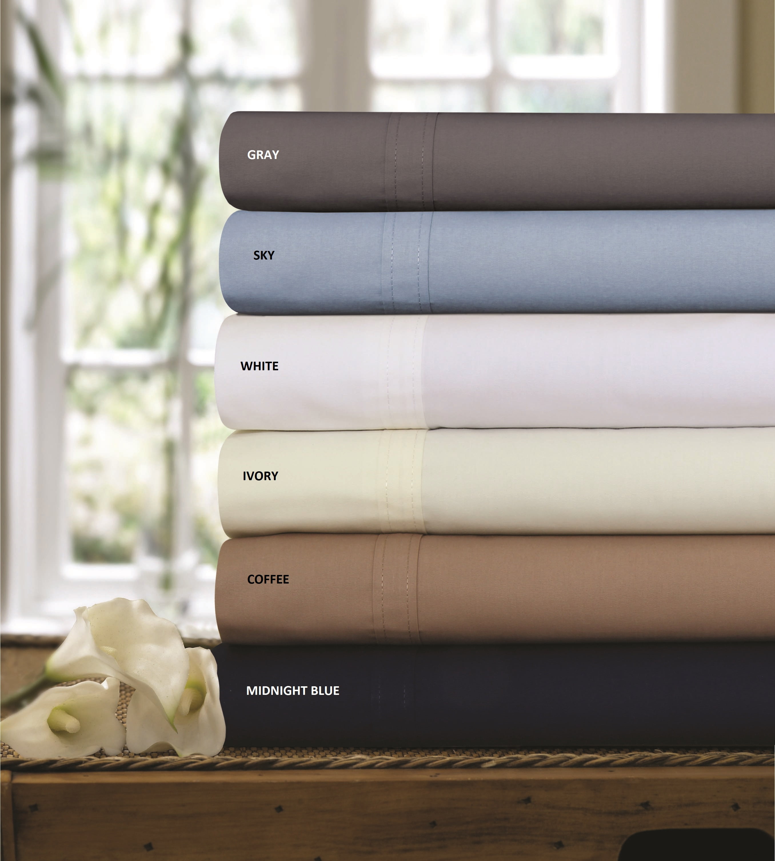 solid 300-thread count egyptian cotton percale deep-pocket sheets ...