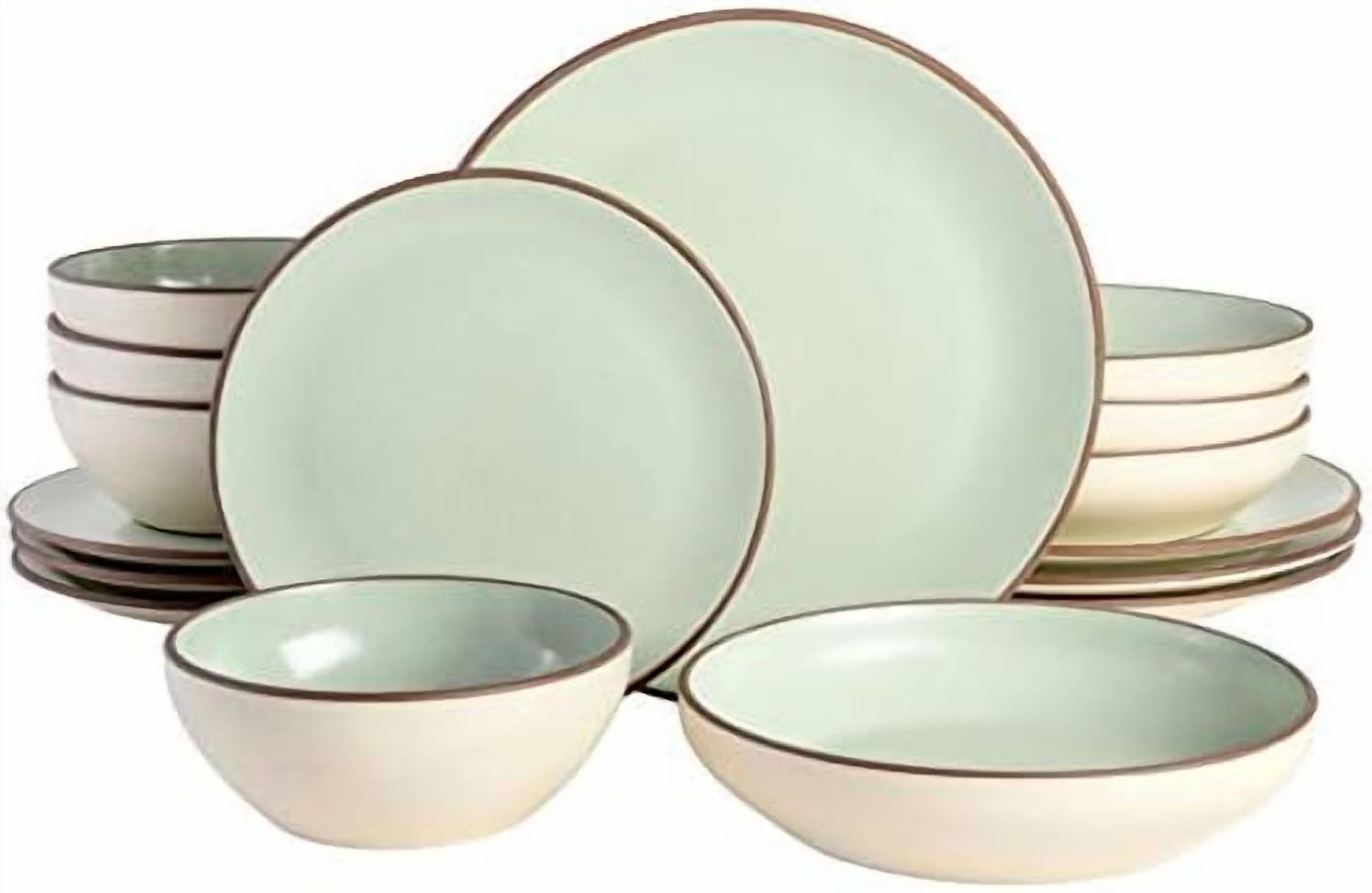 Tribeca Loft 16-Piece Dinnerware Set – Matte Black and Blue Reactive ...