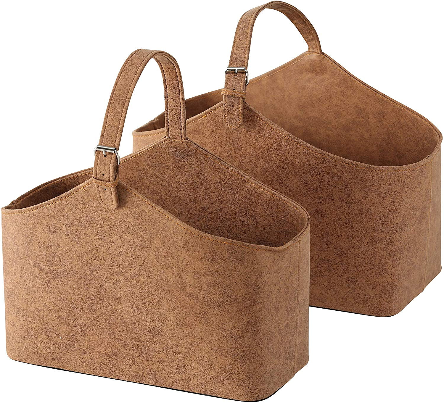 Tribeca Magazine Holder Racks, Set of 2, Caramel Brown Tone, Faux ...