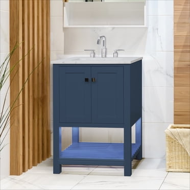 Ayna Decors Rooh 48 in Navy Blue Bathroom Vanity | 2 Soft Closing Doors ...