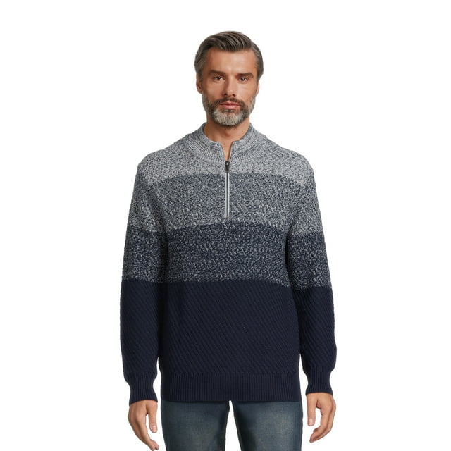 Tribekka 44 Men's Gradient Mock Neck Quarter Zip Sweater with Long ...