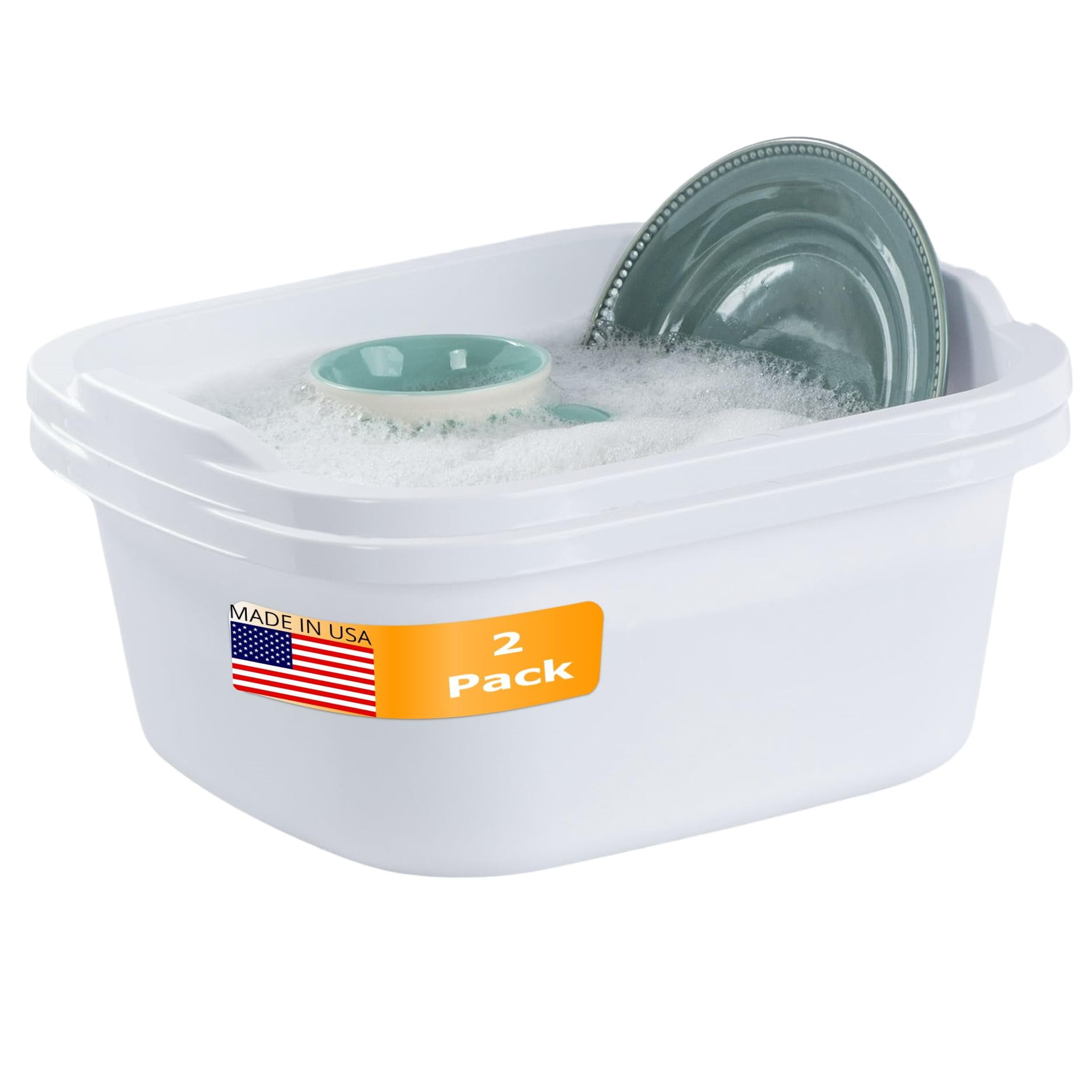 Tribello 2-Pack Dish Pans for Kitchen Sink, Plastic Tub Dishpan Wash ...