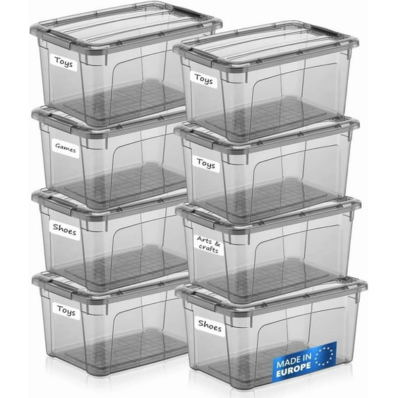 Tribello Bulk Plastic Latching Storage Container Bin With With Lids For ...