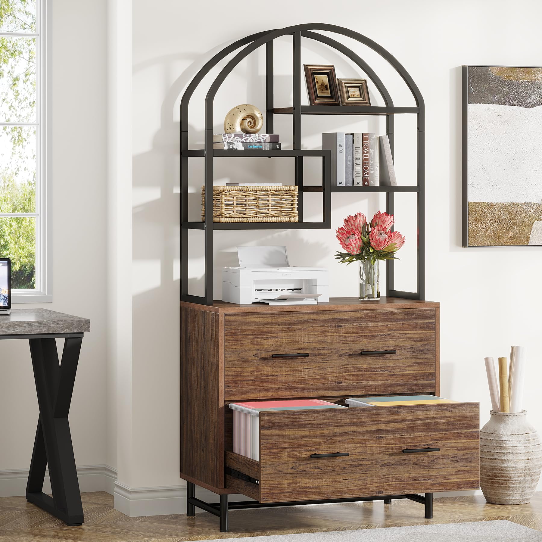 Tribesigns 2 Drawer Arched File Cabinet, Large Vertical Filing Cabinet ...