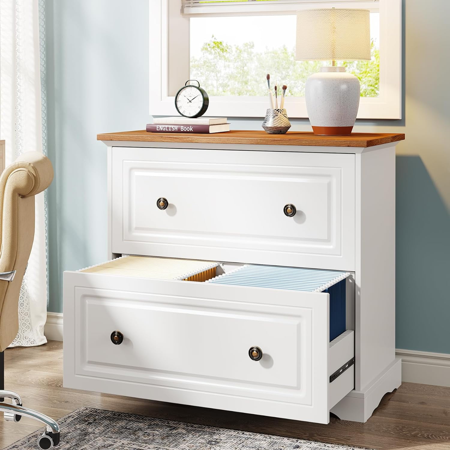 Tribesigns Wide 2-Drawer File Cabinet, Modern Wood Storage for Home ...