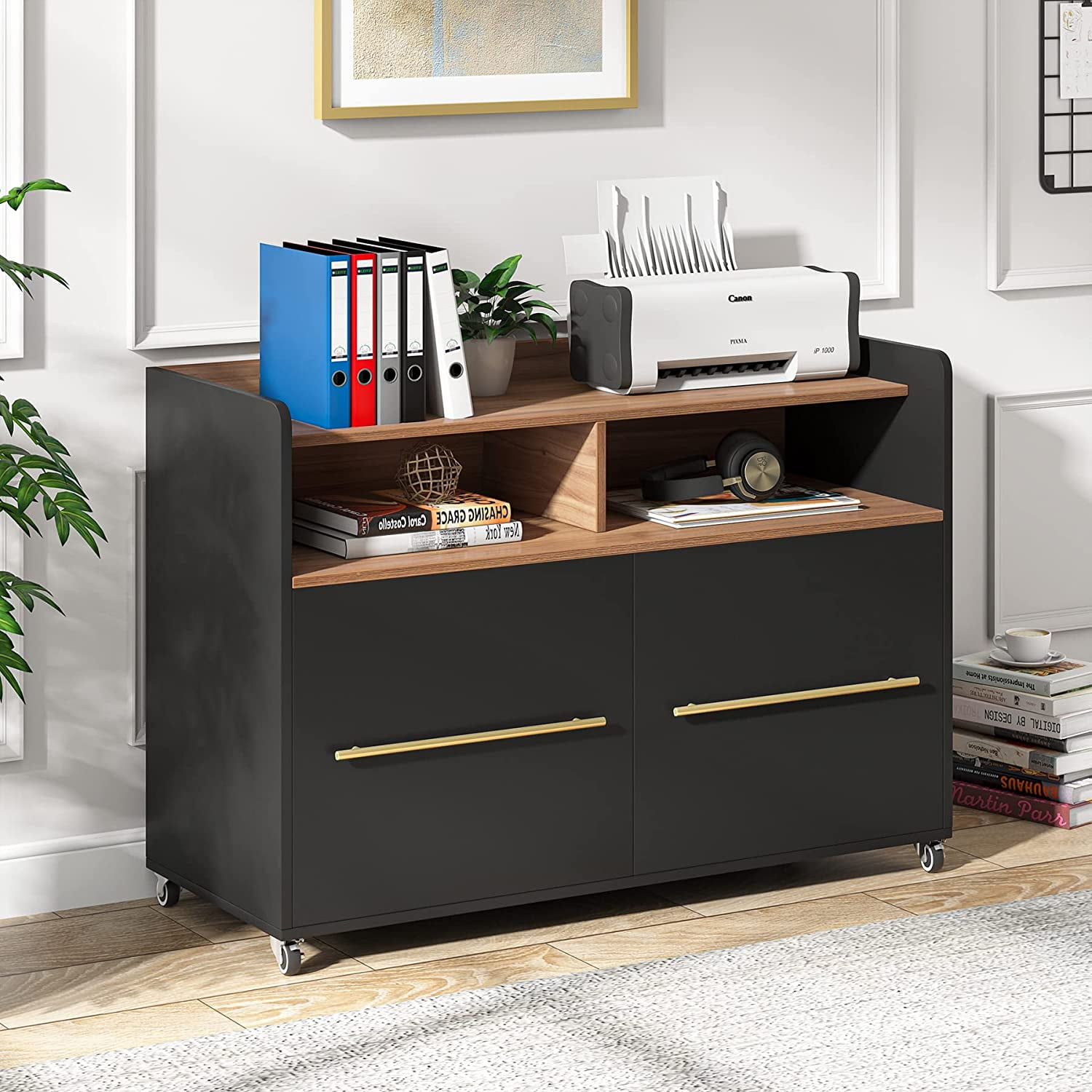 Tribesigns 2 Drawer File Cabinet Rolling Filing Cabinets, Lateral File ...