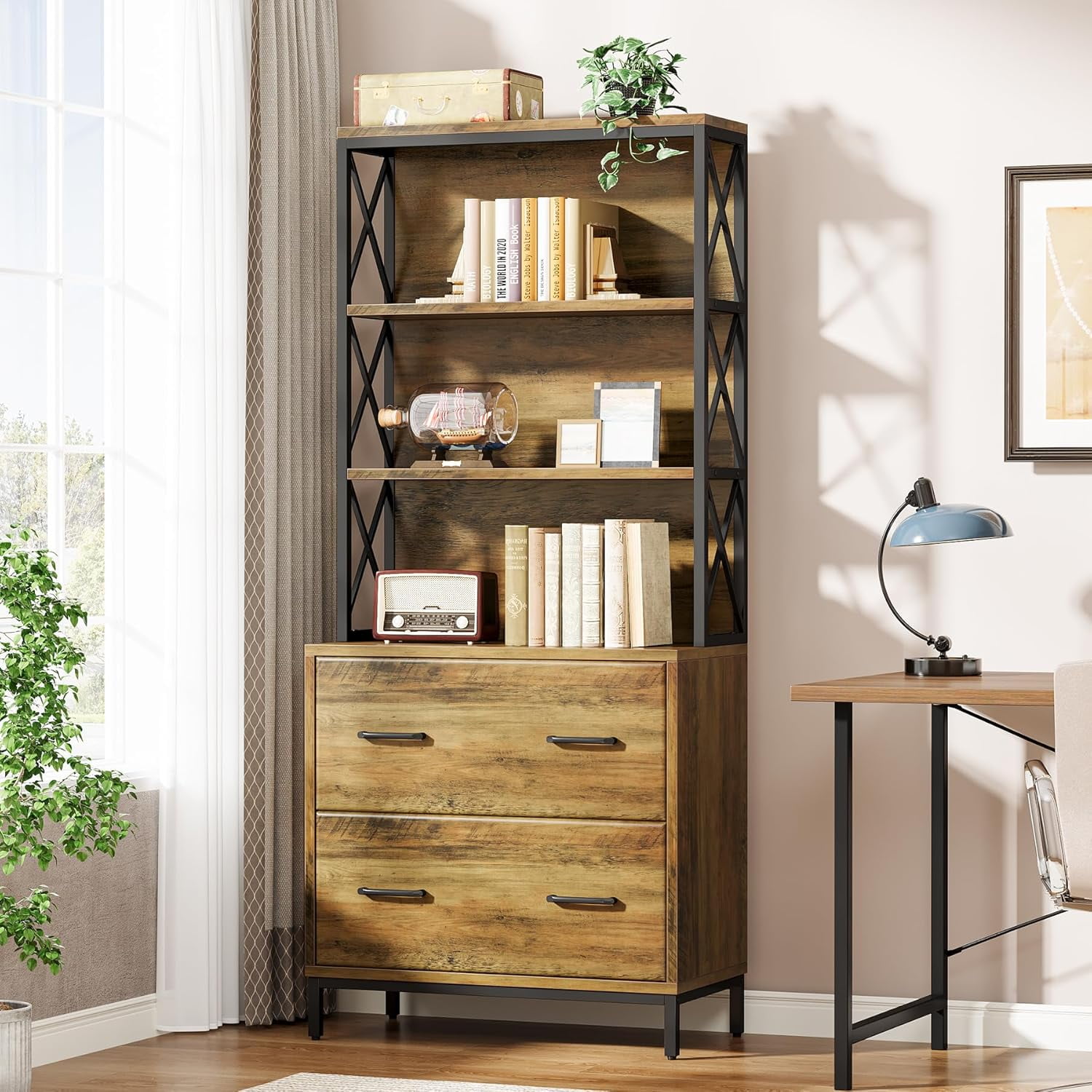 Tribesigns 2-Drawer Industrial Vertical File Cabinet with Shelves, 70 ...