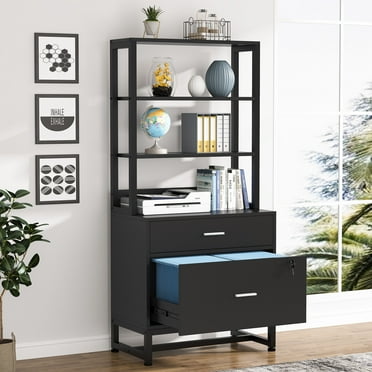 Tribesigns L Shaped Executive Desk with File Drawer Cabinet and Storage ...