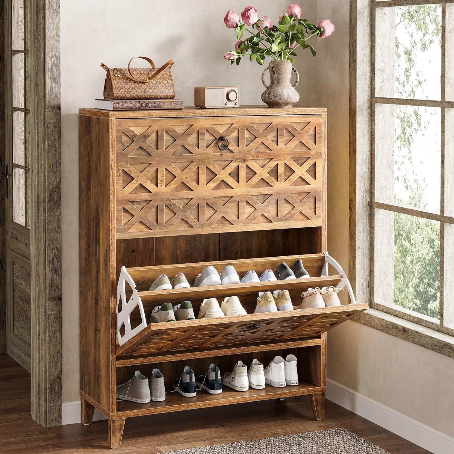 Tribesigns 2-Drawer Shoe Cabinet, Freestanding Entryway Storage ...