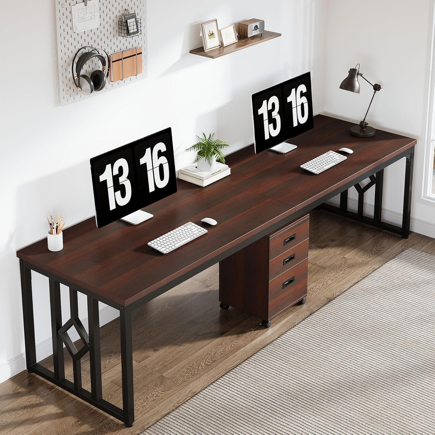Tribesigns 2 Person Desk with File Cabinet, 78.7-Inch Extra Long ...