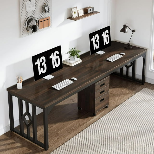 Tribesigns 2 Person Desk with File Cabinet, 78.7-Inch Extra Long ...