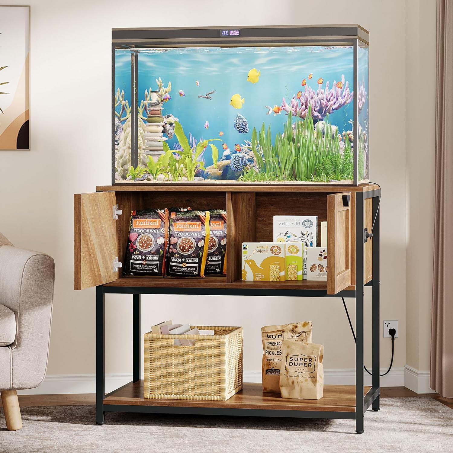 Tribesigns 20-29-37 Gallon Fish Tank Stand with Power Outlets, Large ...
