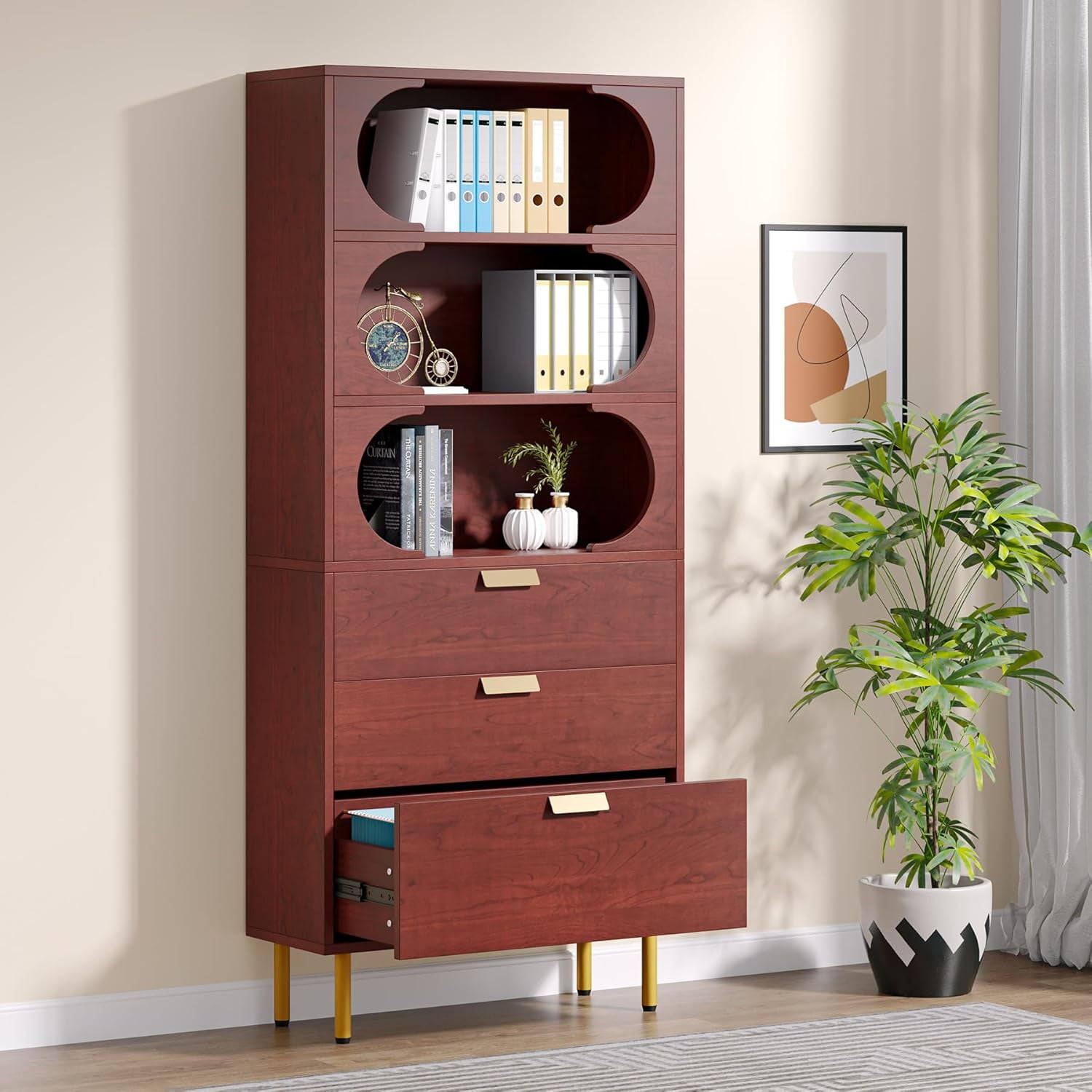 Tribesigns 3-Drawer Tall File Cabinet, Vertical Filing Cabinet with ...