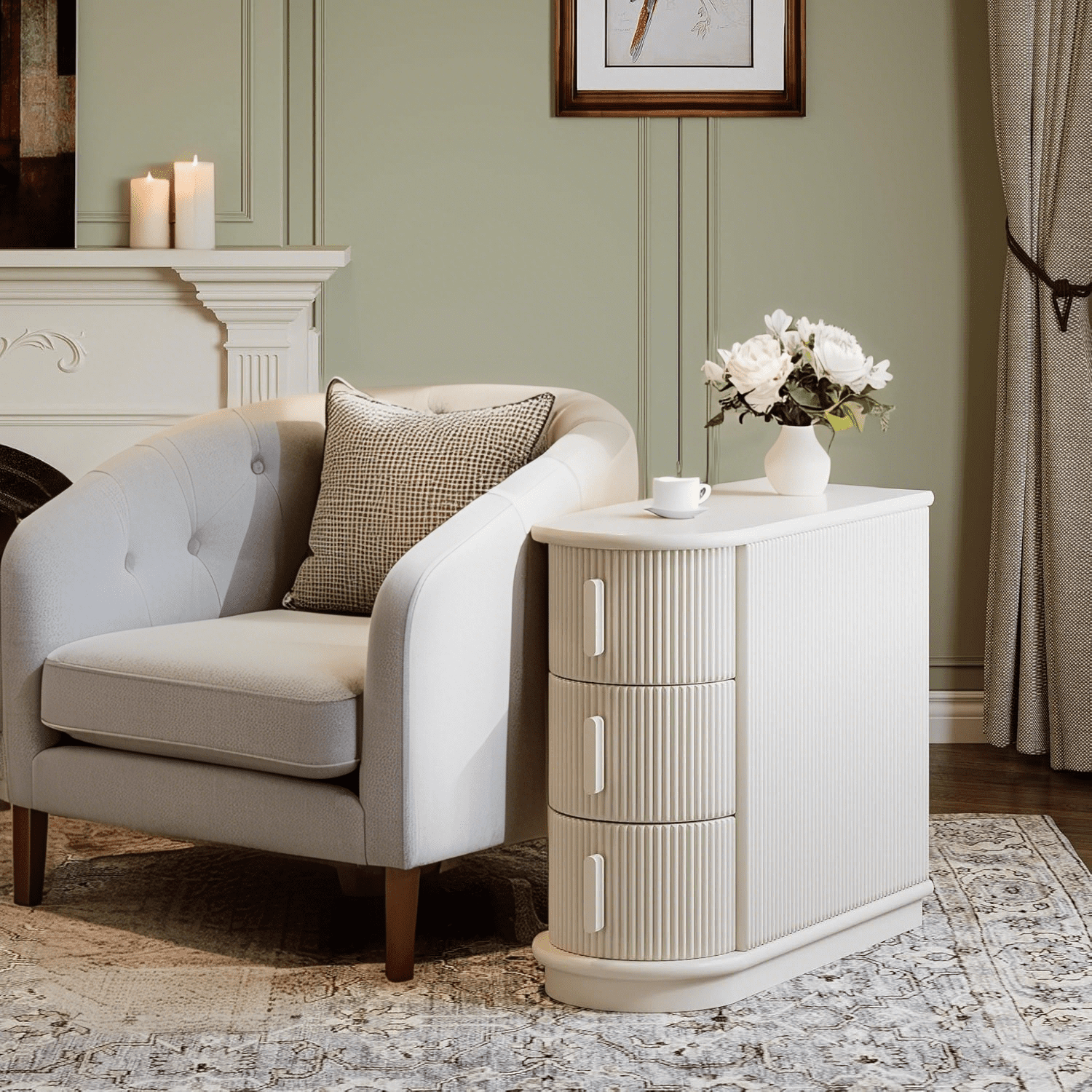 Tribesigns 3-Drawer Wooden End Table, Modern Sofa Side Table, Narrow ...