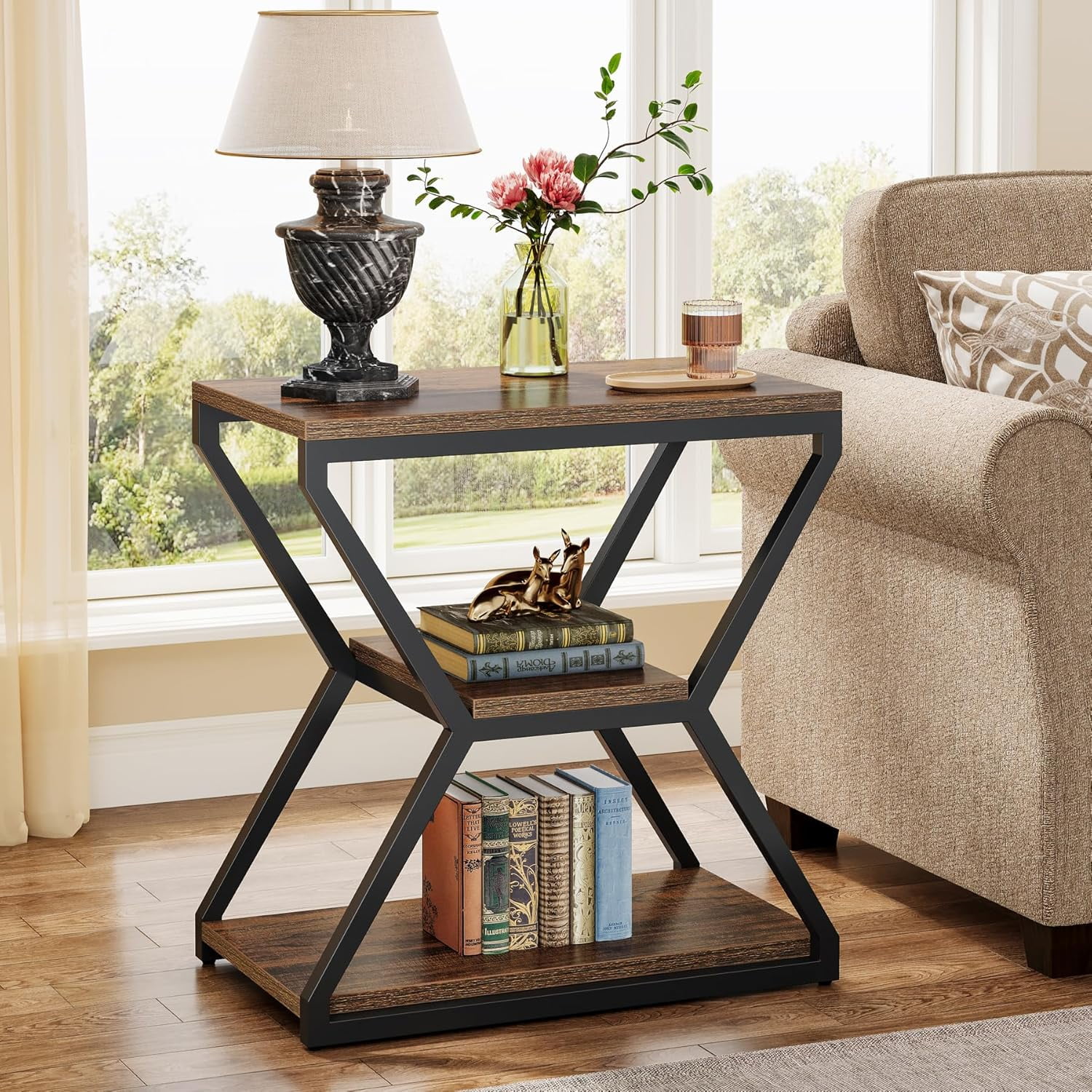 Tribesigns 3-Tier End Side Table: Industrial Design, Storage Shelves ...