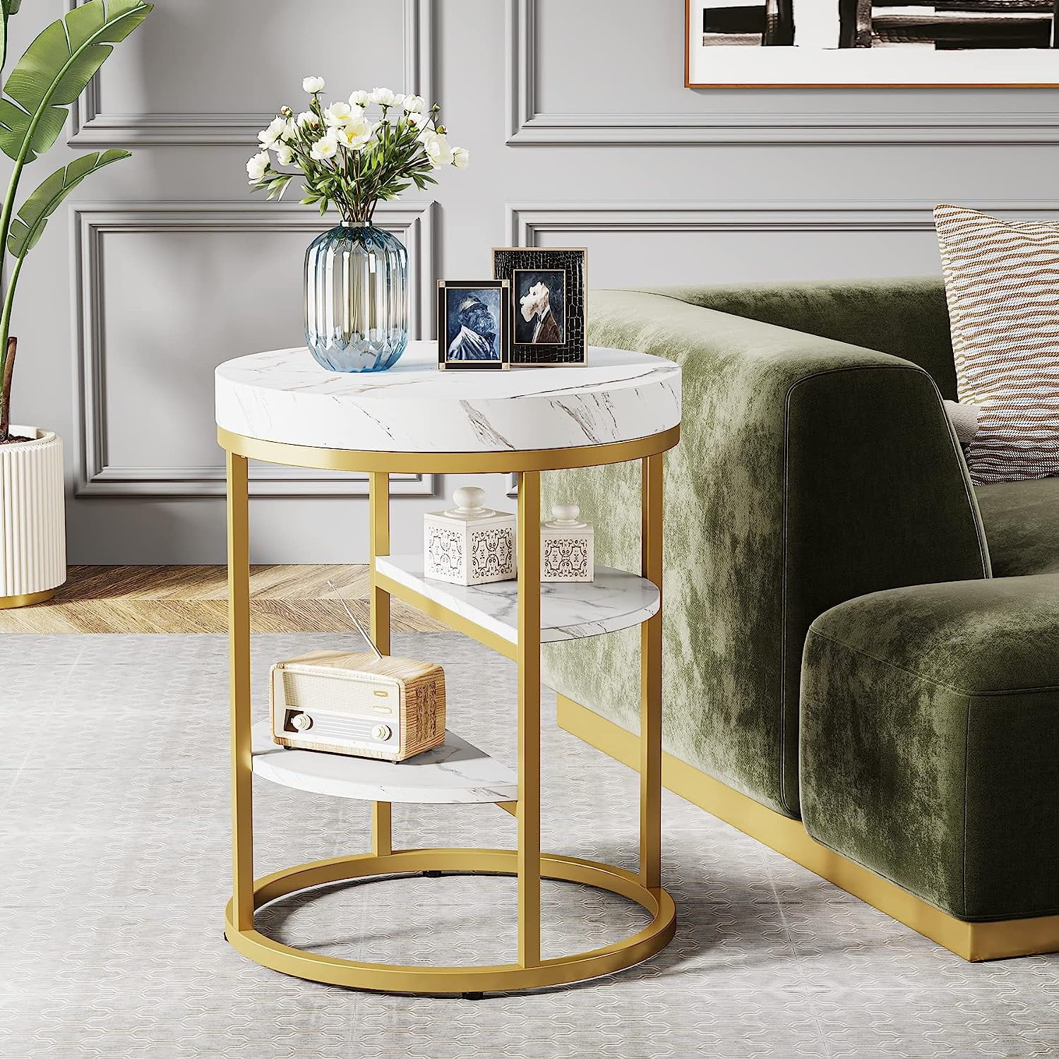 Tribesigns 3-Tier Round End Table, Modern Side Table with Storage for ...